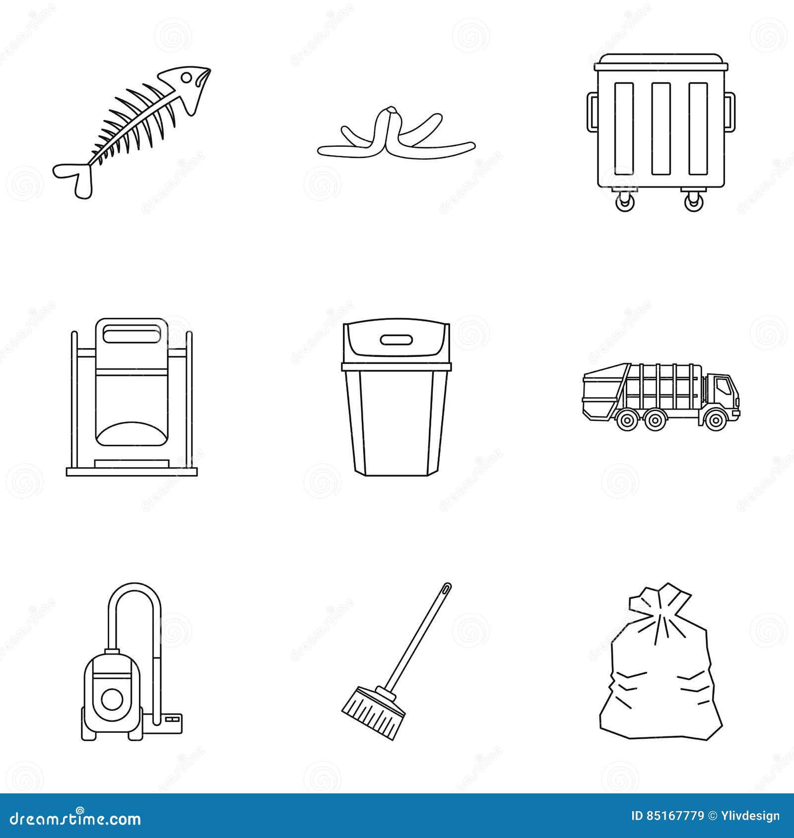 Waste Icons Set, Outline Style Stock Vector - Illustration of ...