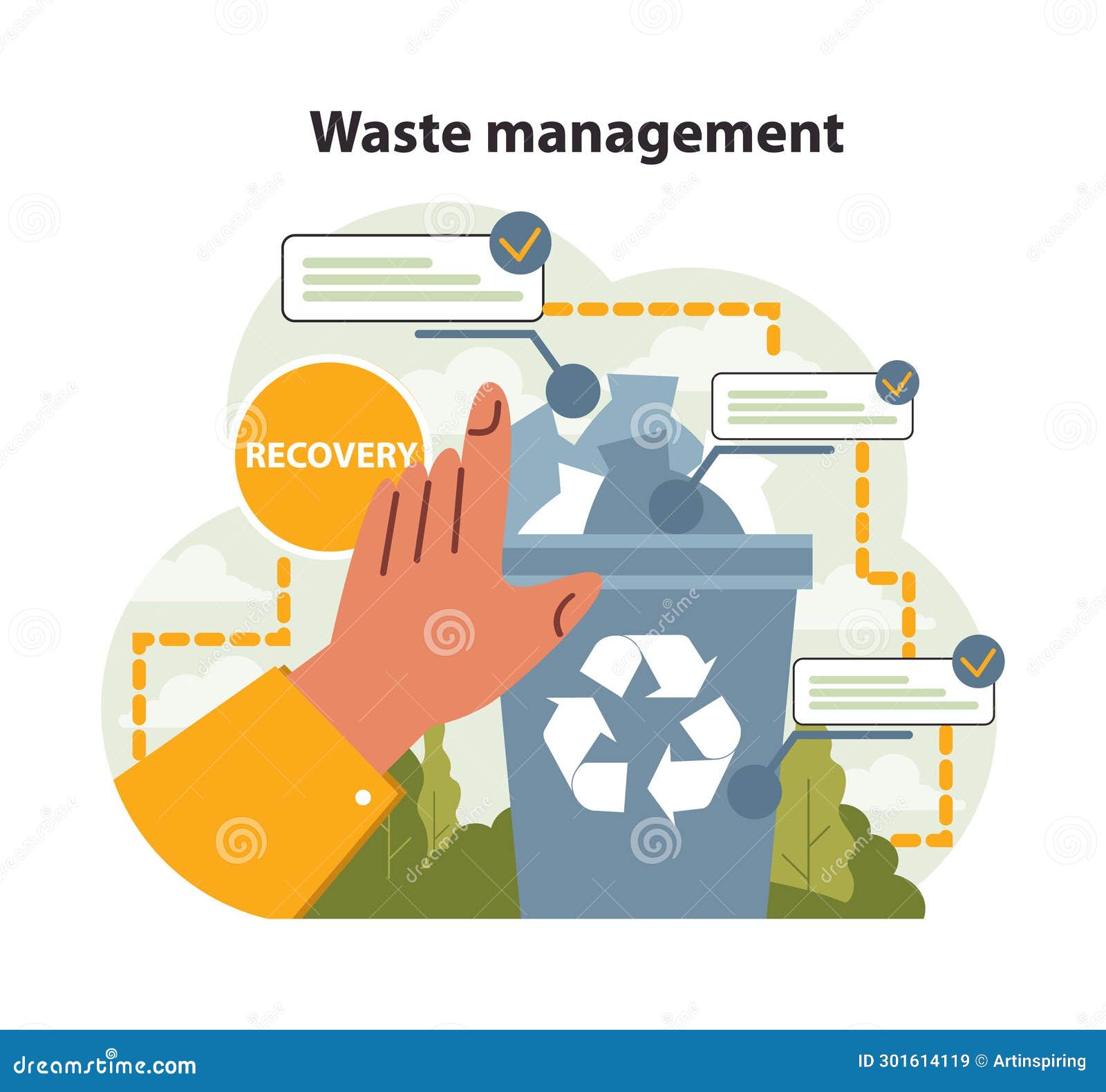 Waste Management Concept. Flat Vector Illustration Stock Vector ...