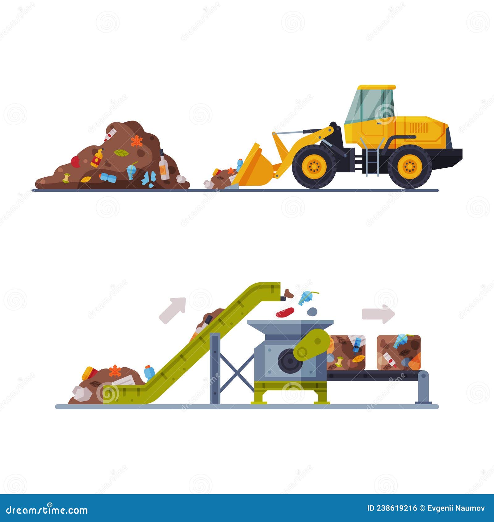 Waste Management or Garbage Processing with Machine Engaged in Trash ...