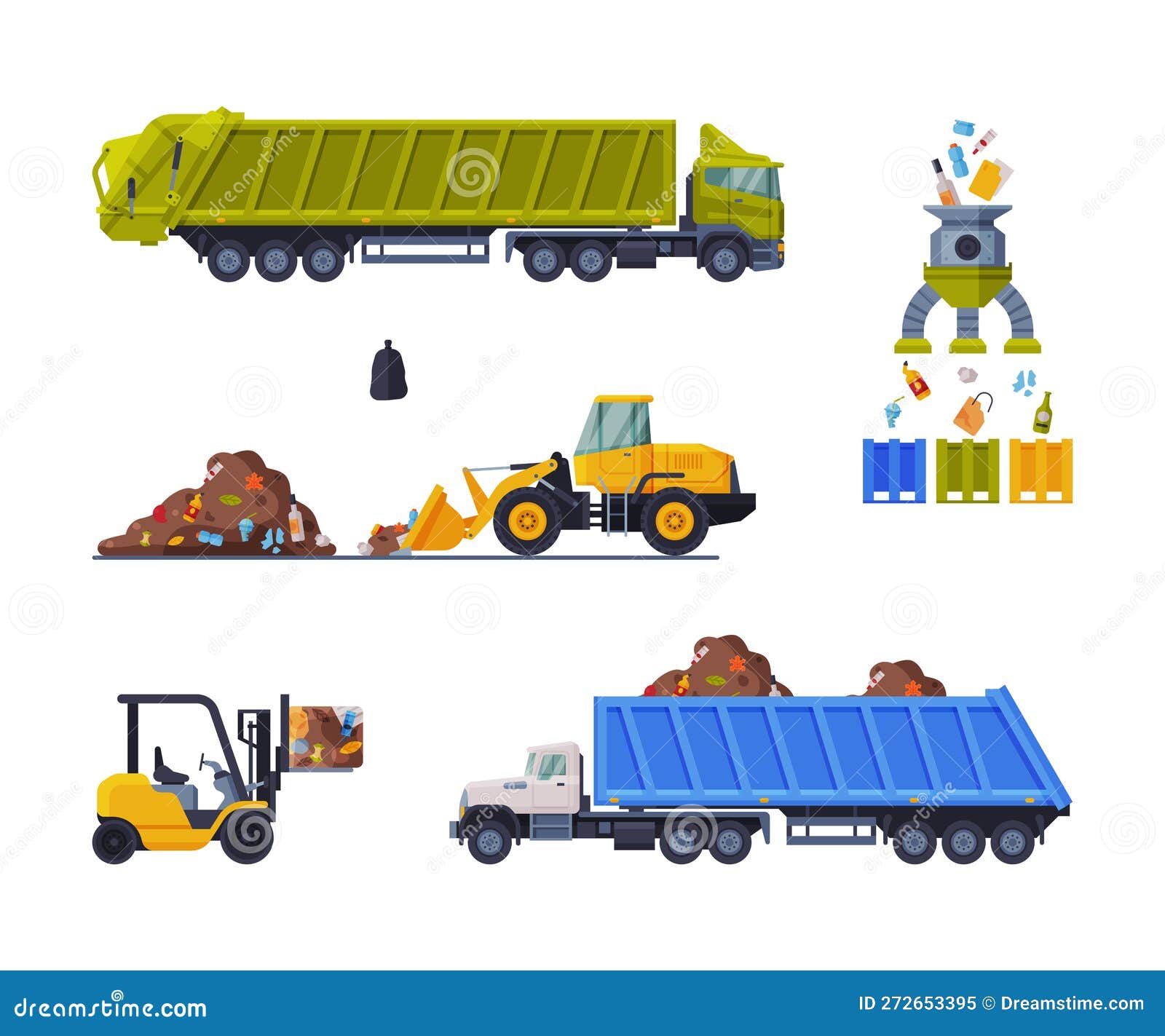 Waste Management or Garbage Processing with Machine Engaged in Trash ...
