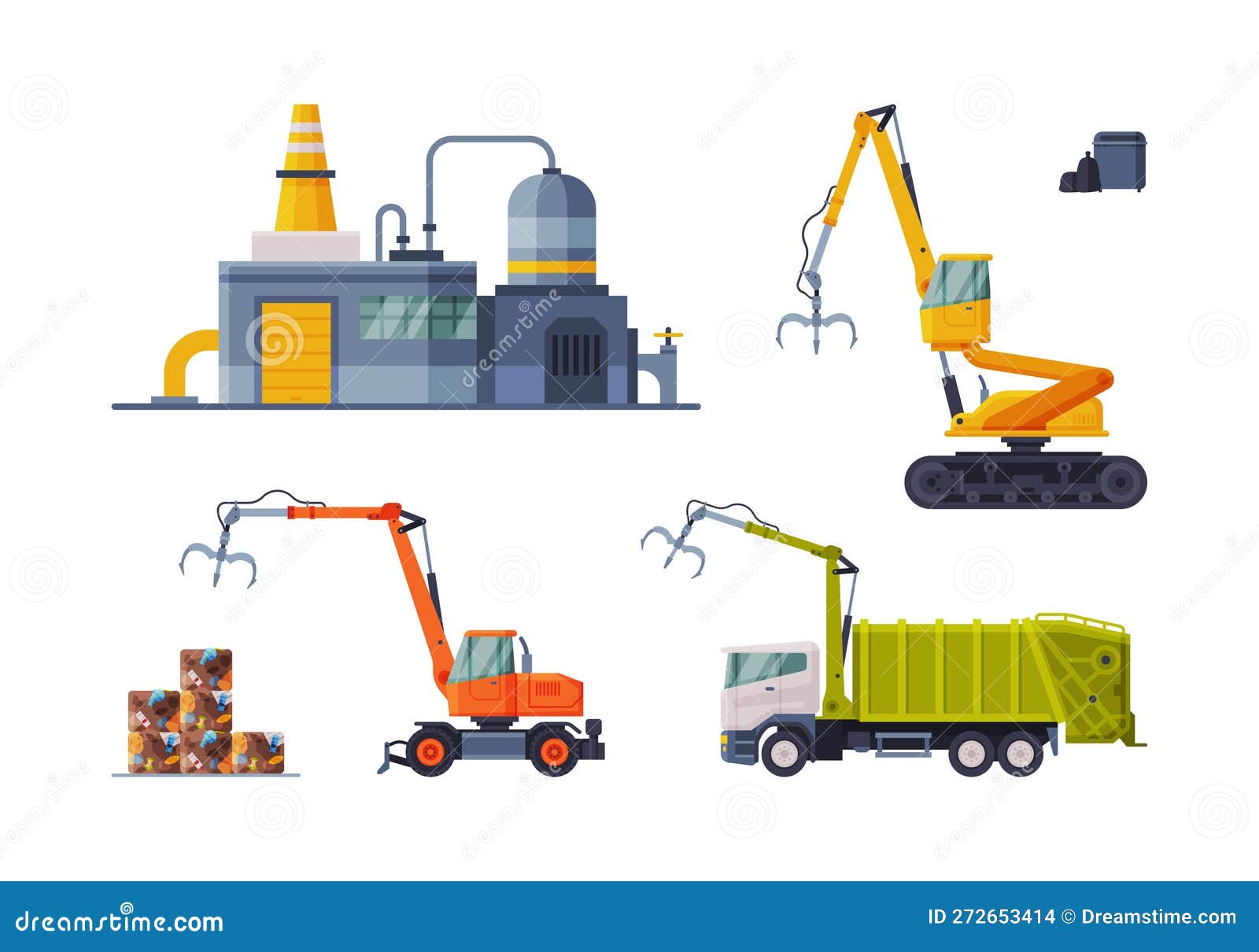 Waste Management or Garbage Processing with Machine Engaged in Trash ...