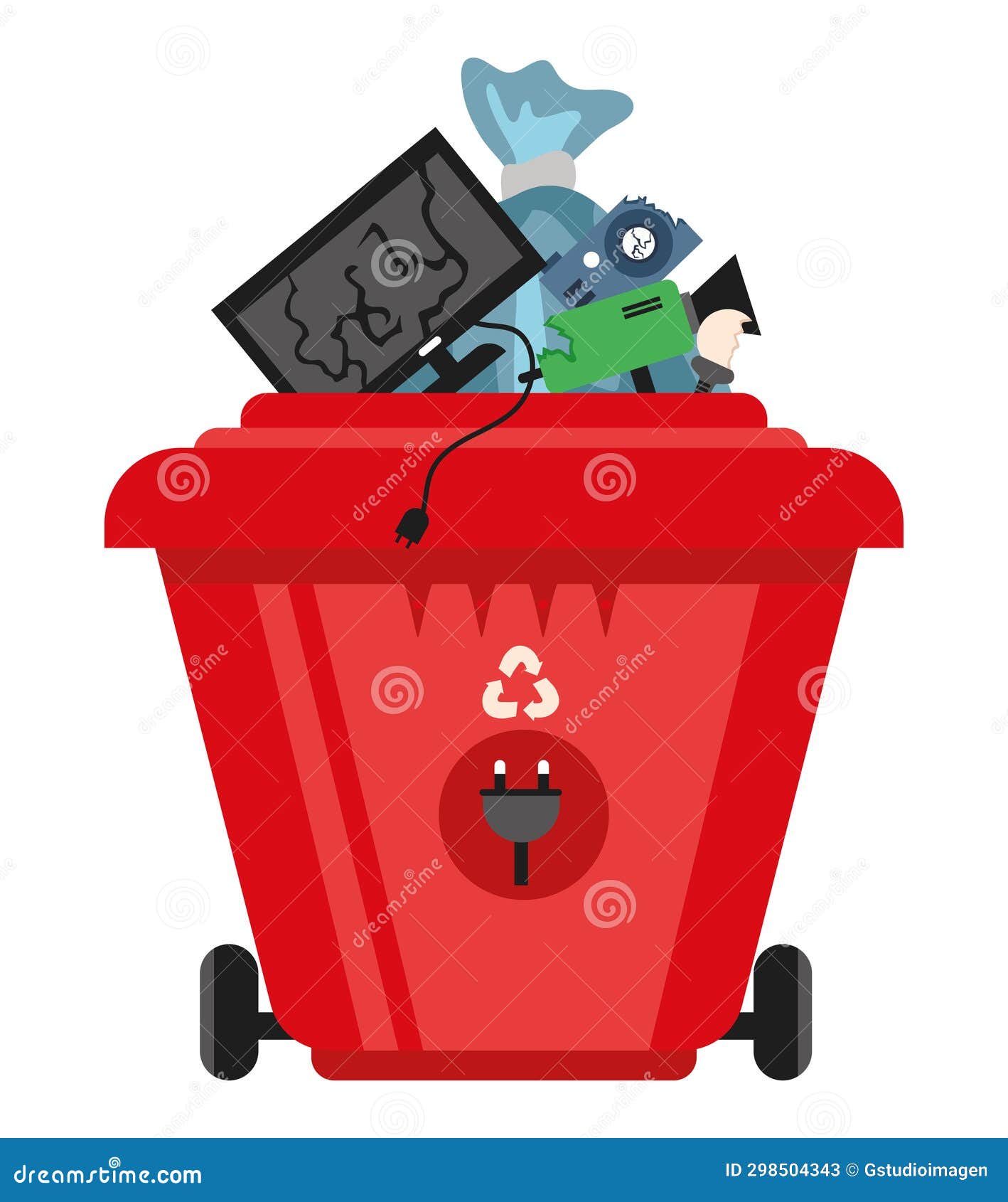 Waste Management in Tech Trash Bin Stock Vector - Illustration of ...