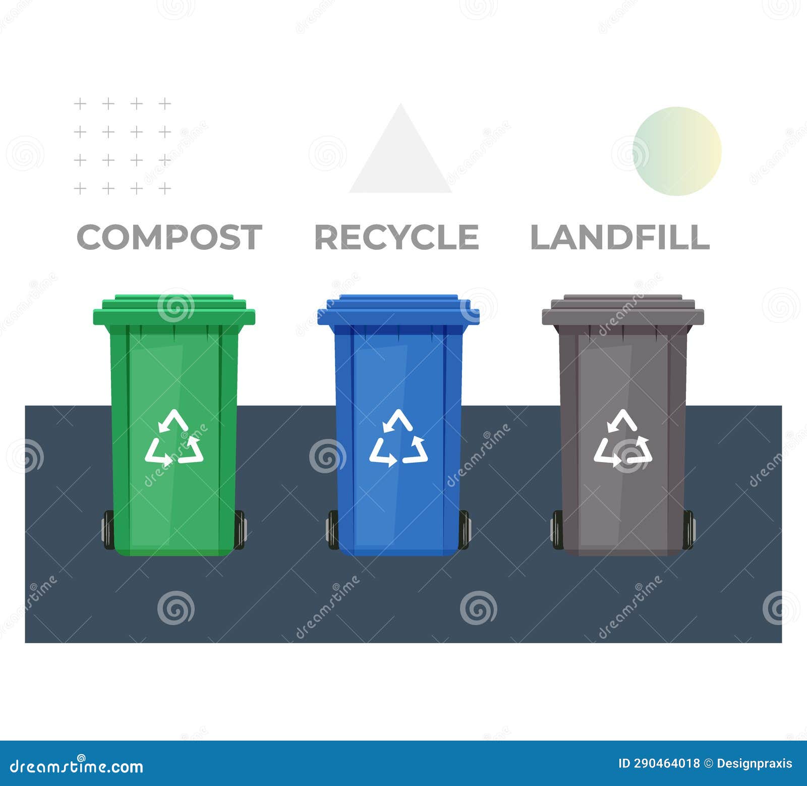 Waste Management - Three Color Bins - Icon Stock Vector - Illustration ...