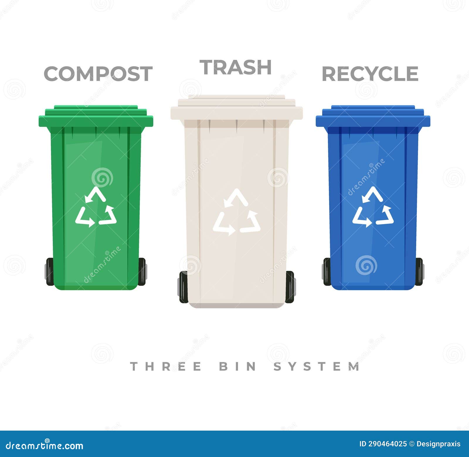 Waste Management - Three Color Bins - Icon Stock Illustration ...
