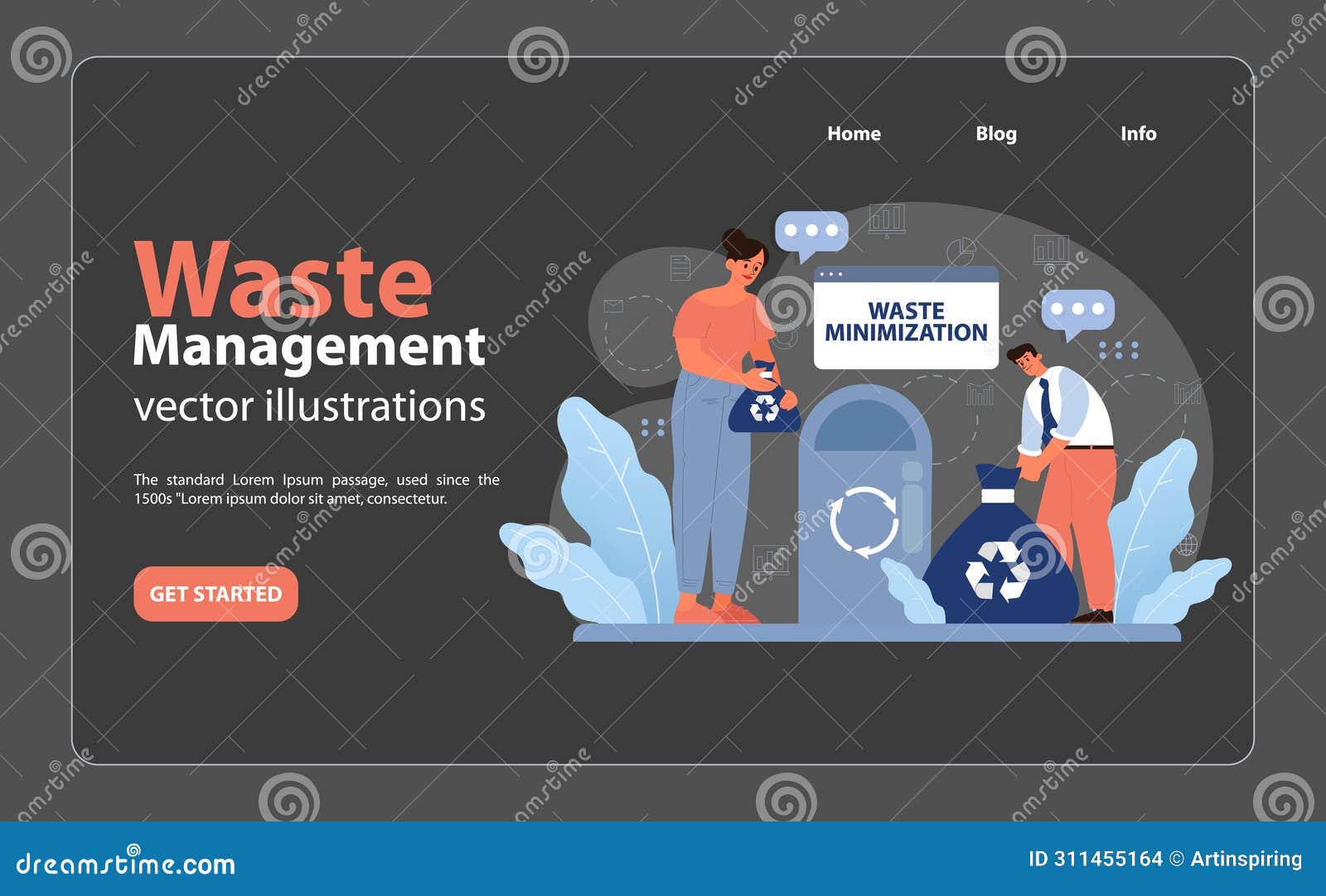 Waste Minimization in Action Concept. Flat Vector Illustration. Stock ...