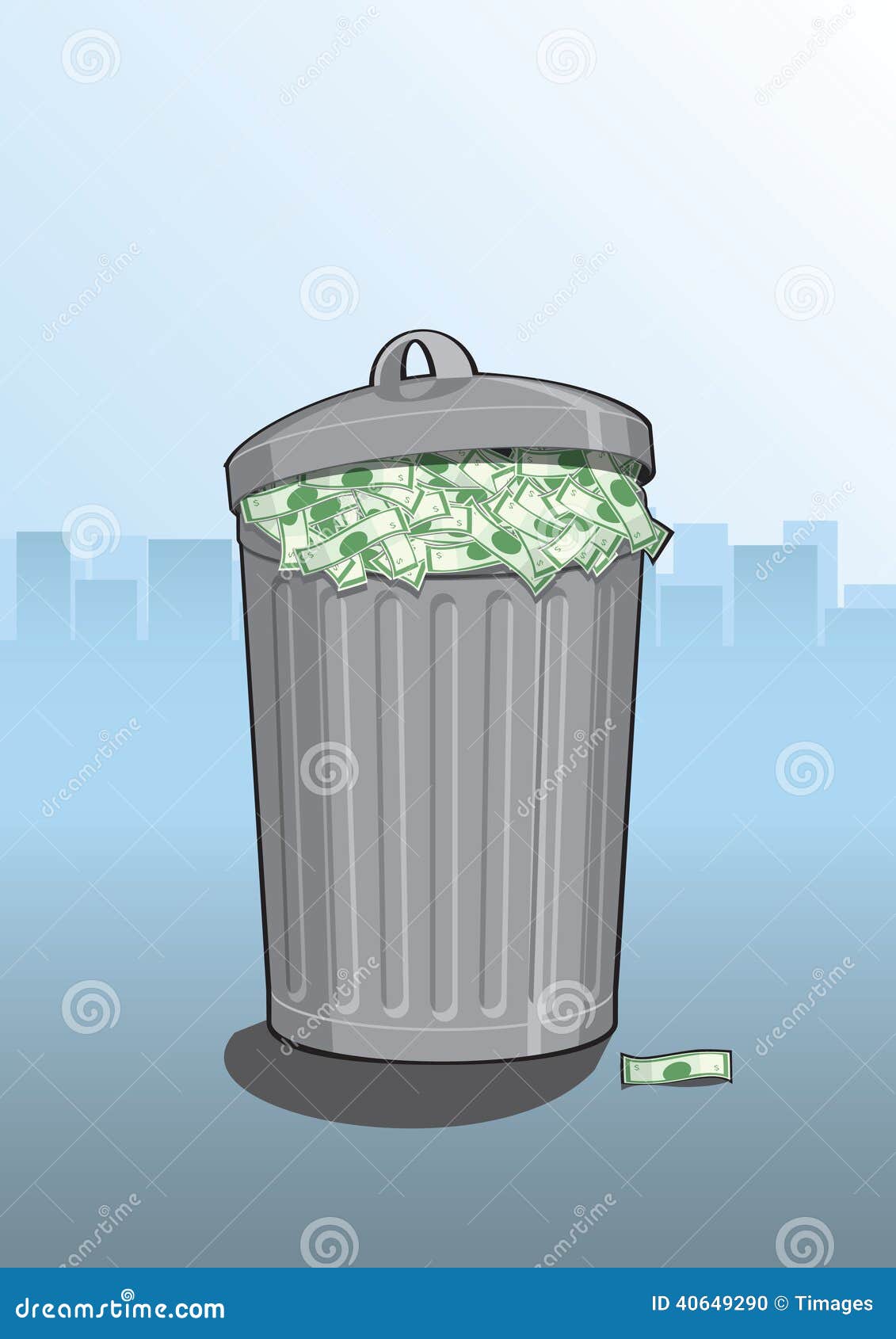 Waste of money stock vector. Illustration of garbage - 40649290