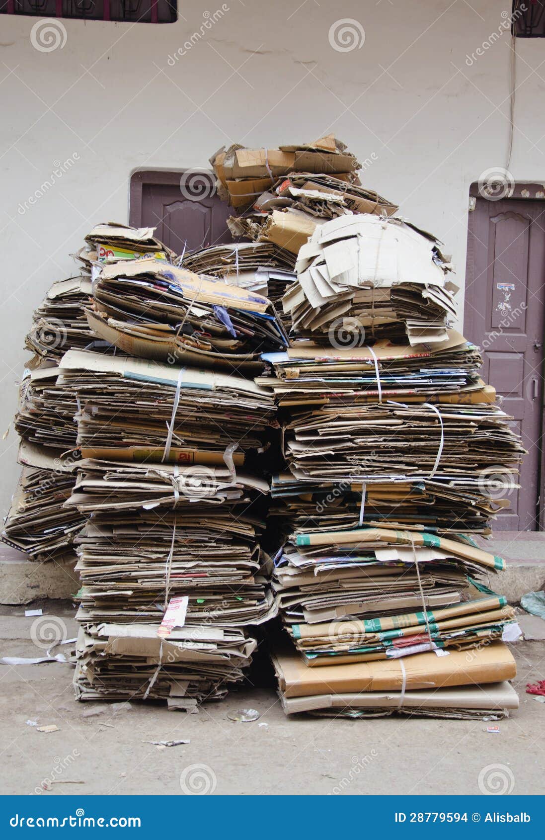 Waste Paper Cardboard for Recycling in Street Stock Photo - Image of ...