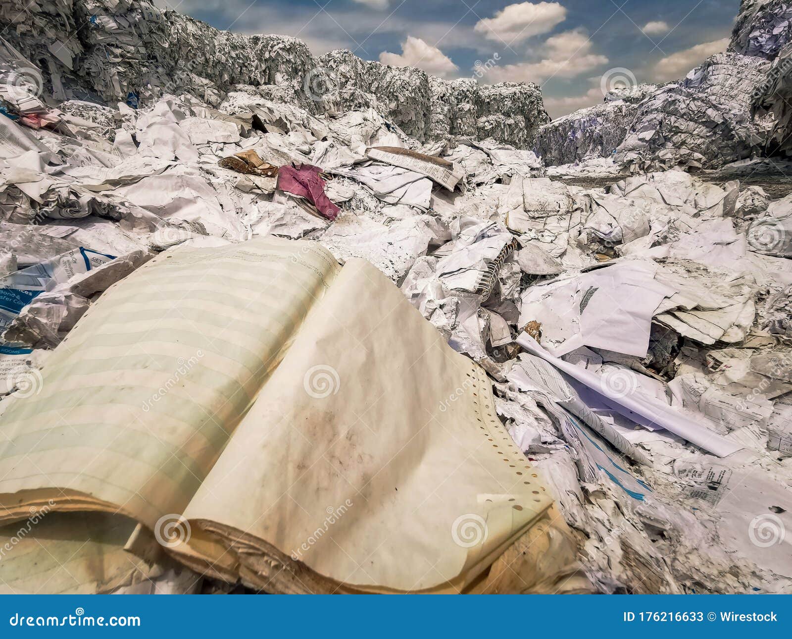 Waste paper disposal site stock image. Image of collection - 176216633