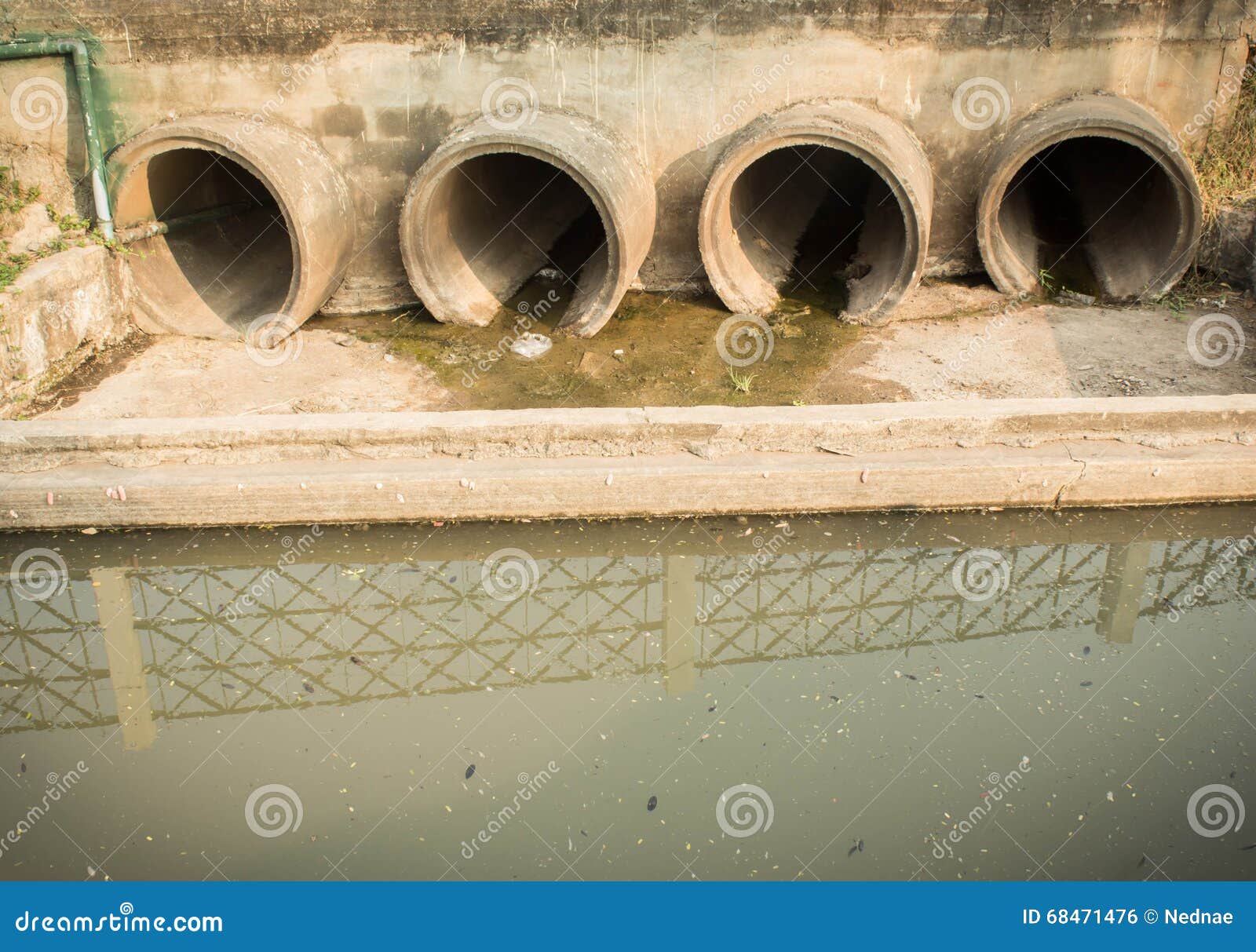 Waste pipe, concrete pipe. stock photo. Image of runoff - 68471476