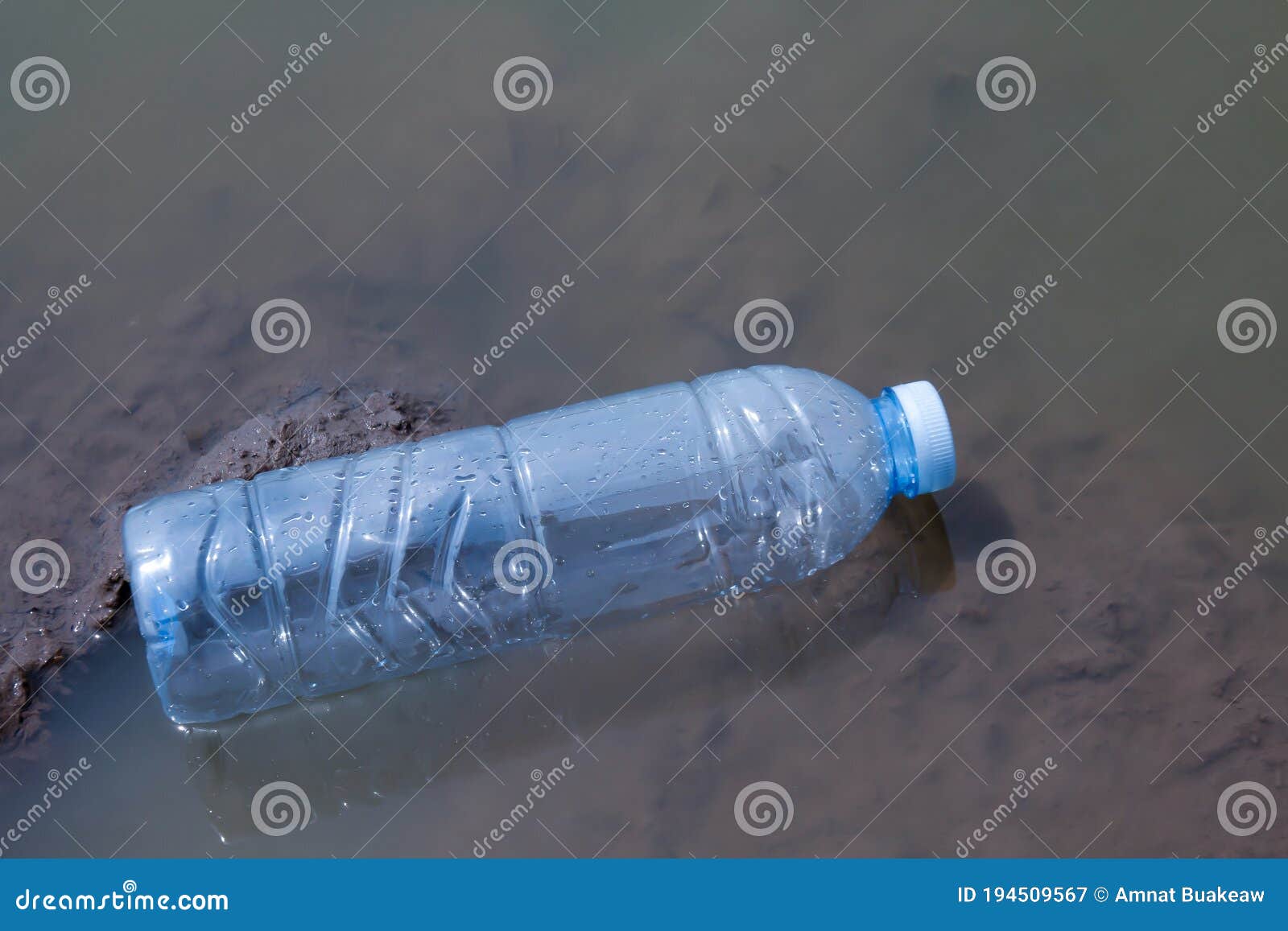 Waste Plastic Bottles Float on the Water Surface, Water Pollution with ...