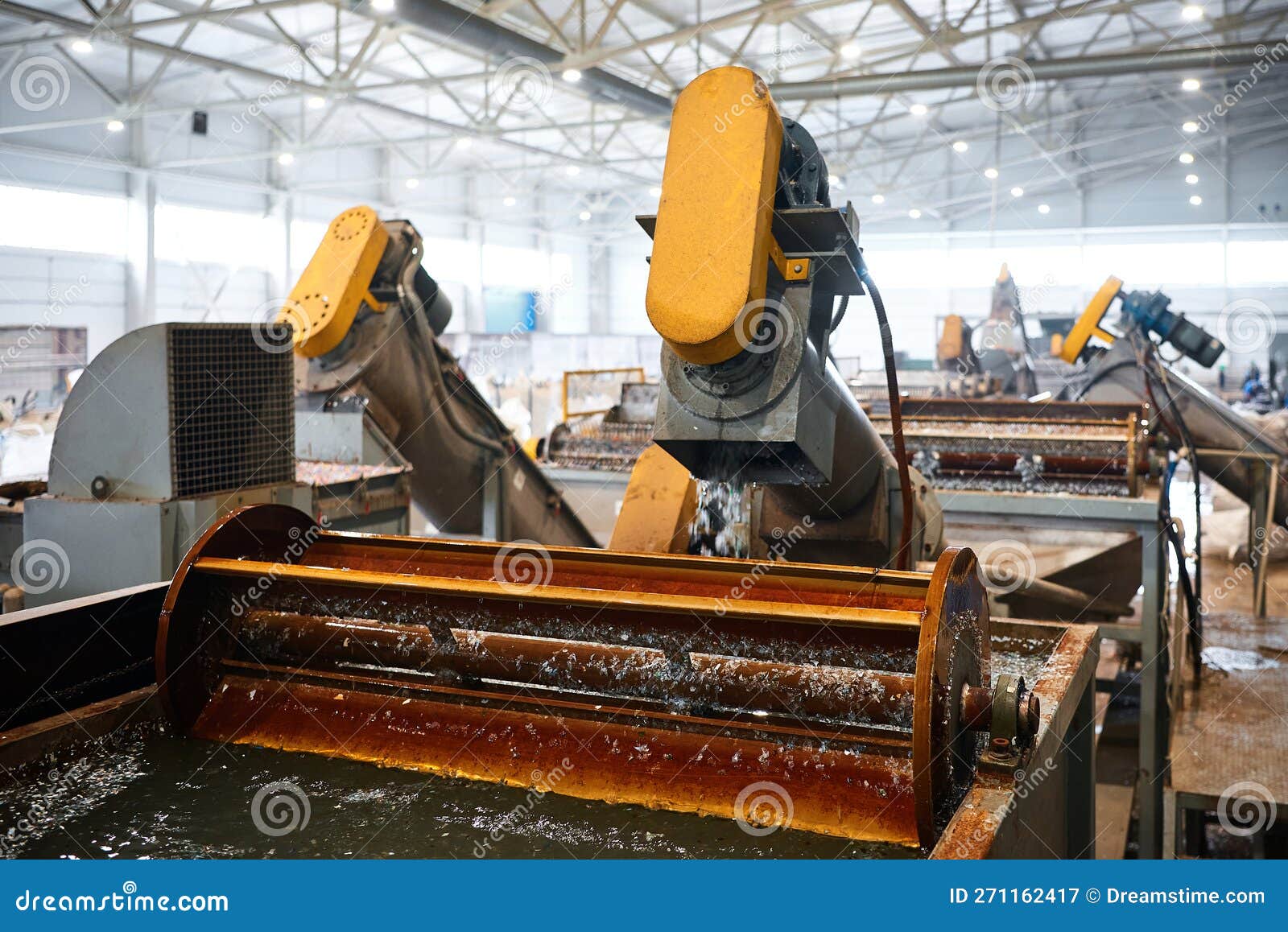 Waste Plastic Chopping Machine Operates in Plant Workshop Stock Image ...
