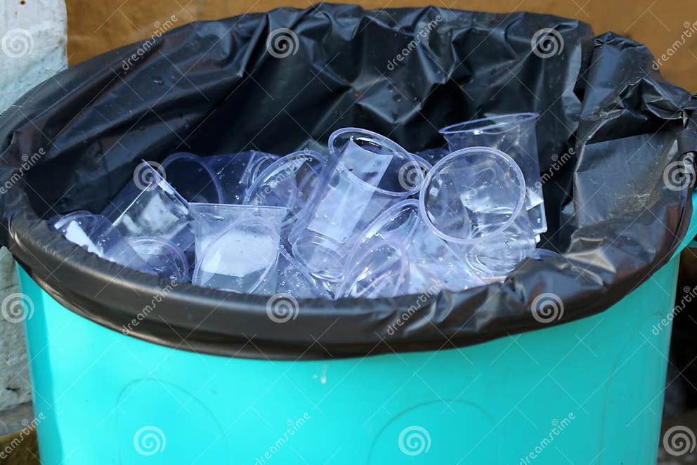 Waste plastic dustbin stock image. Image of plastic, cups - 64880715
