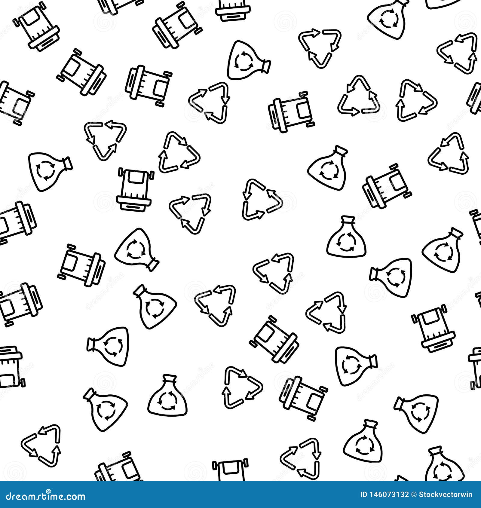 Waste Process Recycling Seamless Pattern Vector Stock Vector ...