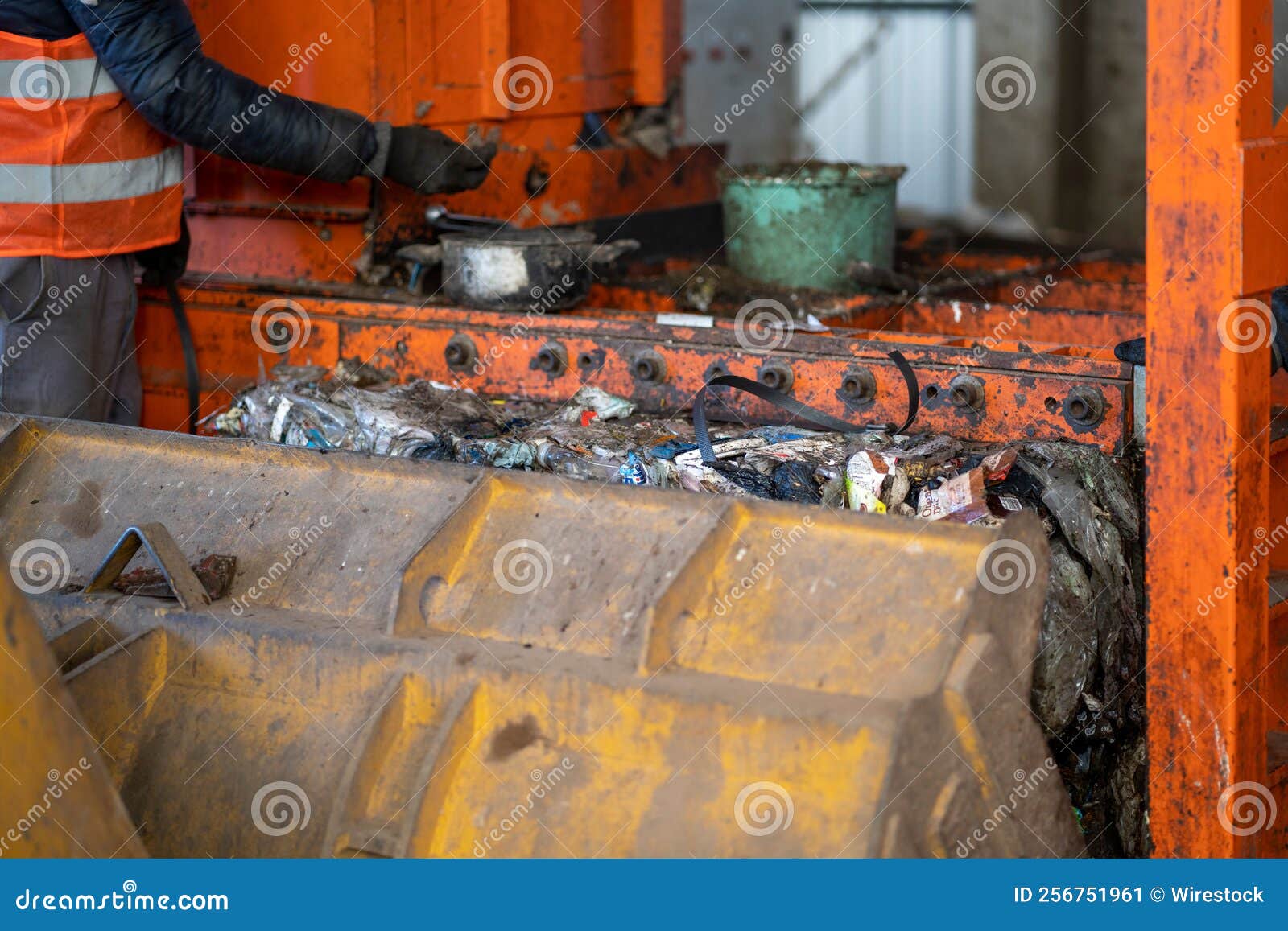 Waste Processing Factory in Firmat, Argentina with Workers in Orange ... Waste Processing Factory in Firmat, Argentina with Workers in Orange ...