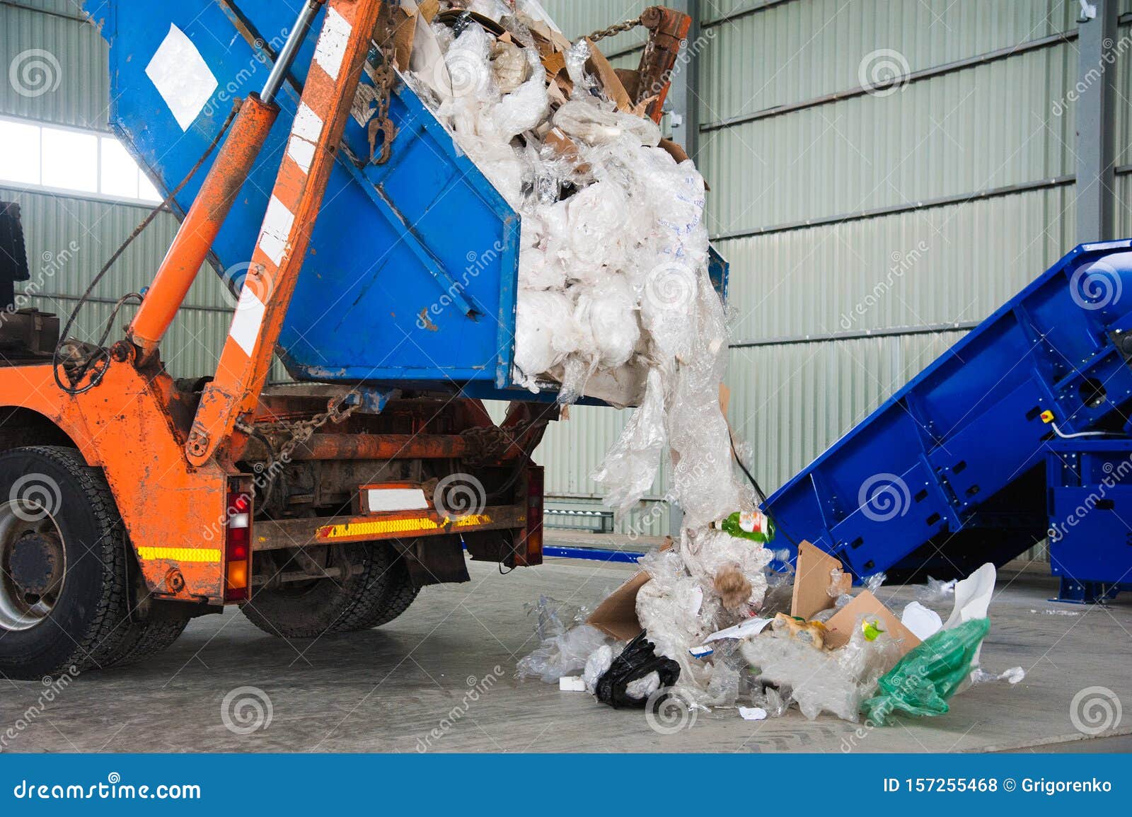 Waste recycling factory stock photo. Image of rubbish - 157255468