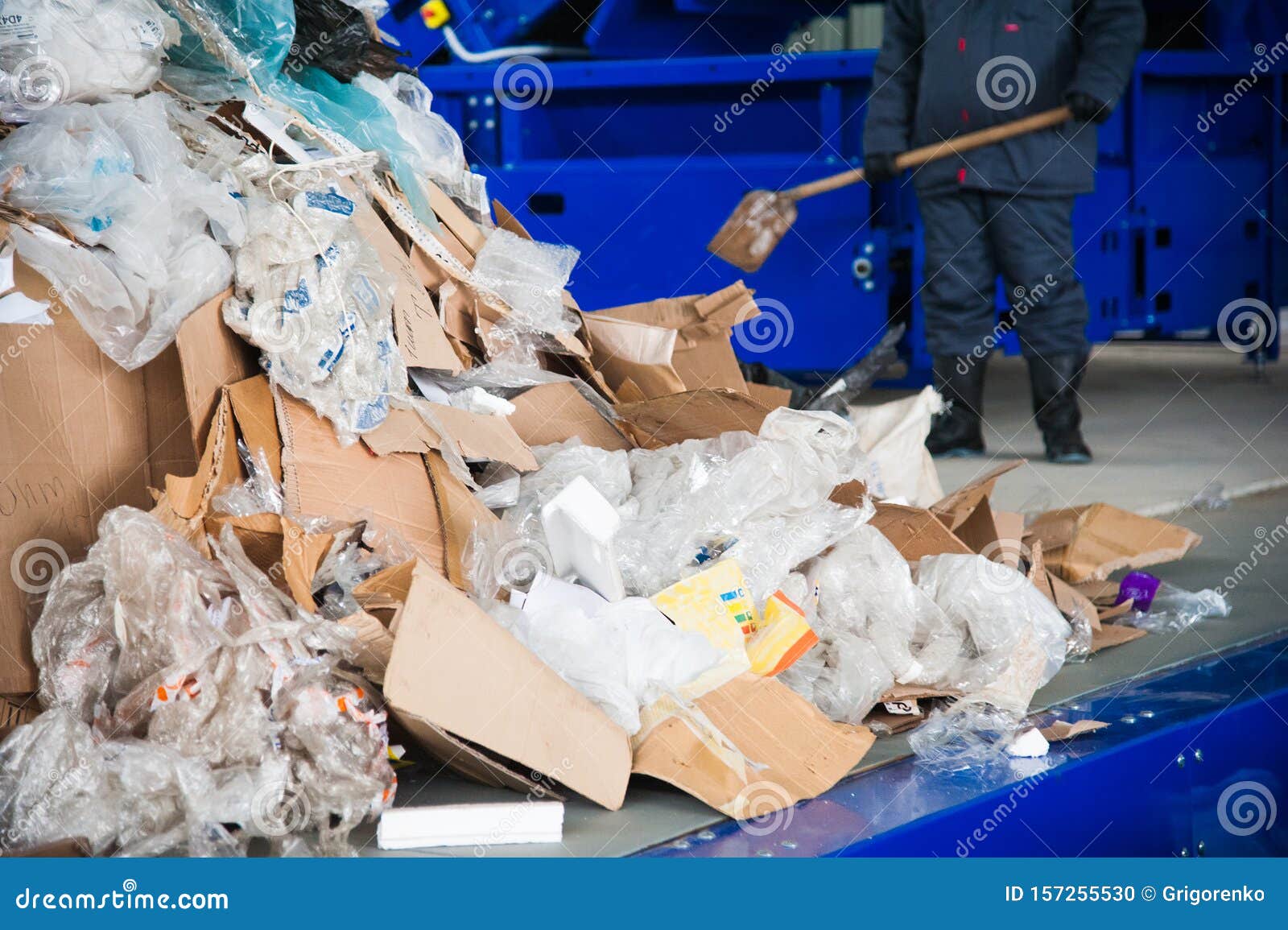 Waste recycling factory stock photo. Image of sorting - 157255530