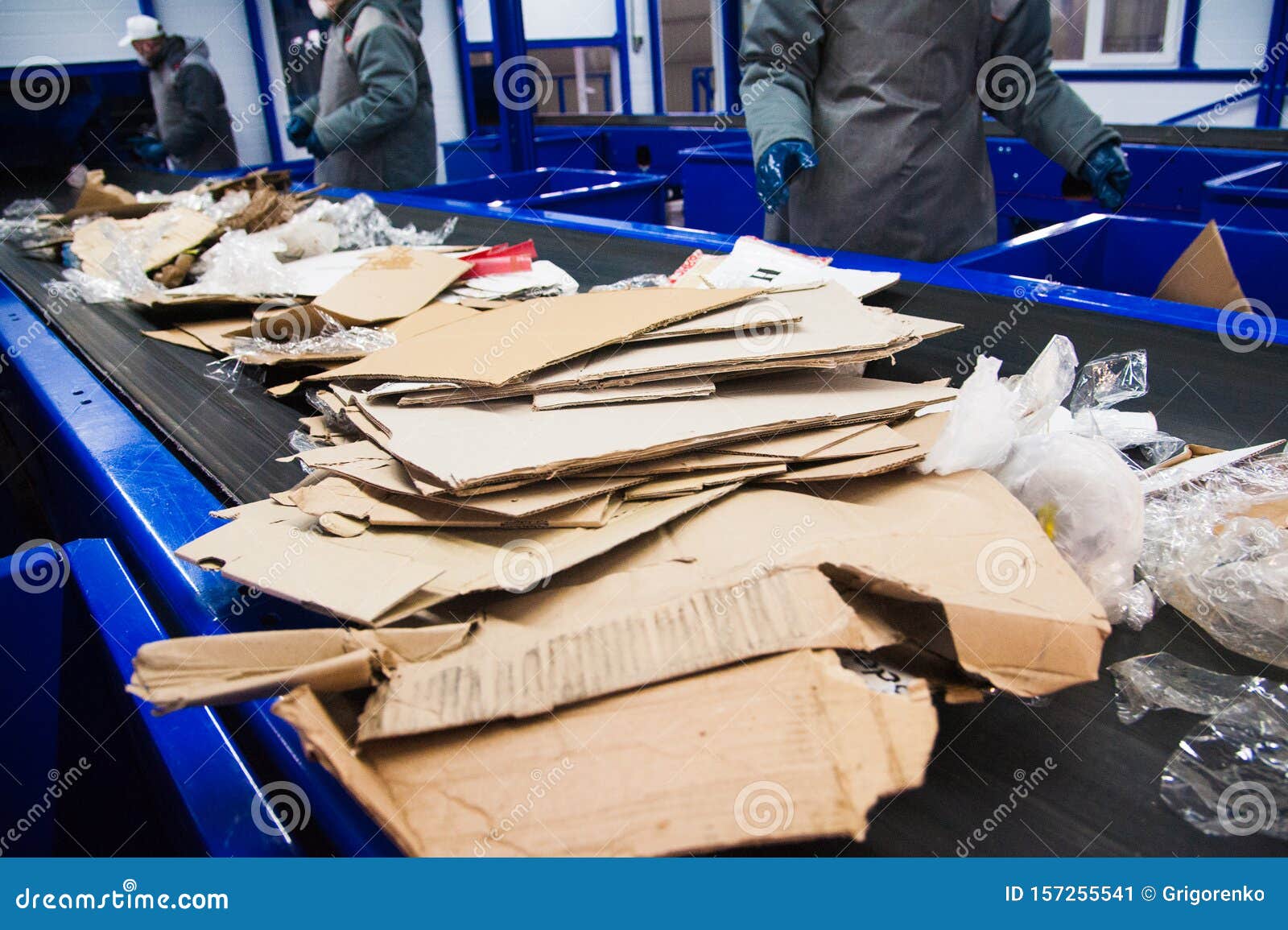 Waste recycling factory stock image. Image of process - 157255541