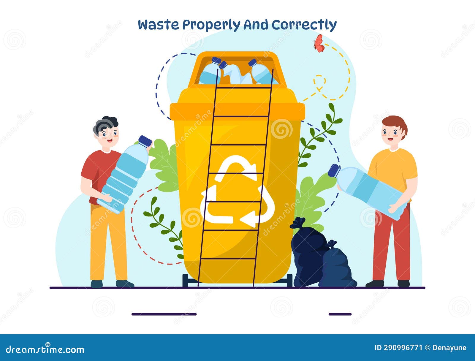Waste Properly And Correctly Vector Illustration With Demonstration Of ...
