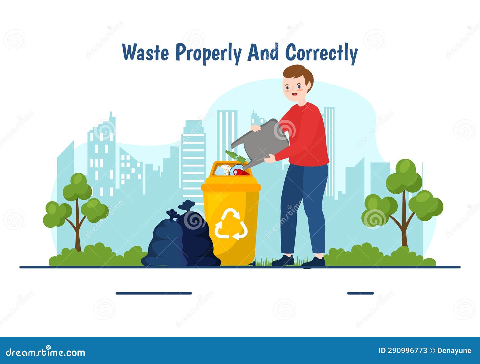 Waste Properly And Correctly Vector Illustration With Demonstration Of ... Waste Properly And Correctly Vector Illustration With Demonstration Of ...