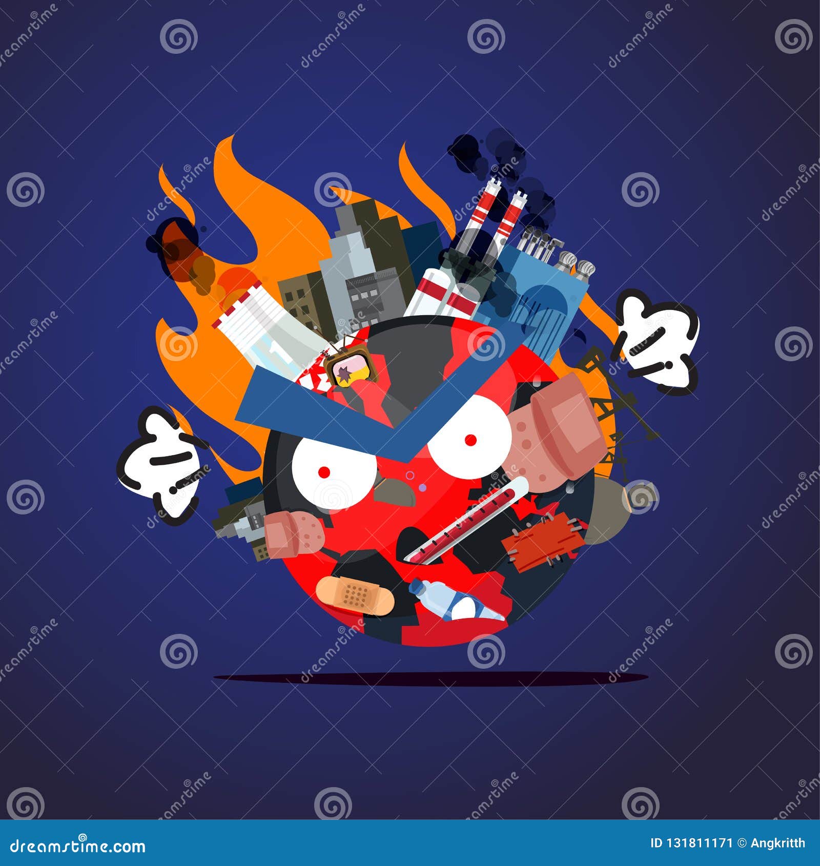 Angry World Globe Cartoon Royalty-Free Illustration | CartoonDealer.com ...