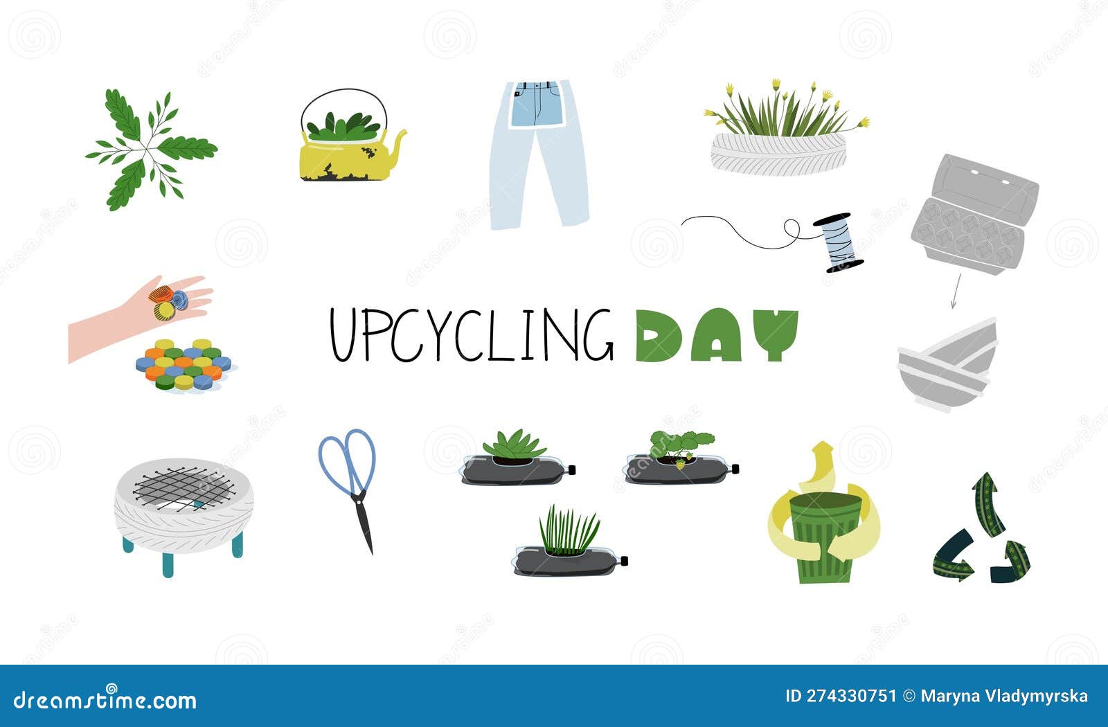 Garbage Objects. Rubbish Sorting. Plastic, Metal And Organic Landfill ...