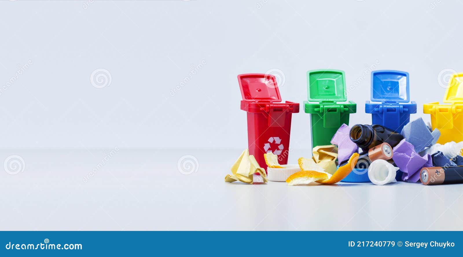 Waste Recycling Concept. Plastic Containers for Garbage of Different ...