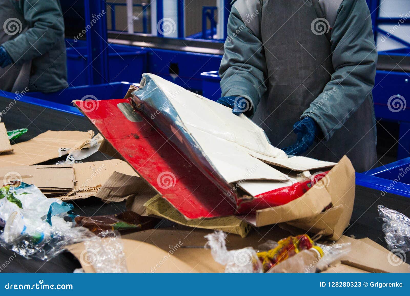 Waste recycling factory stock image. Image of process - 128280323
