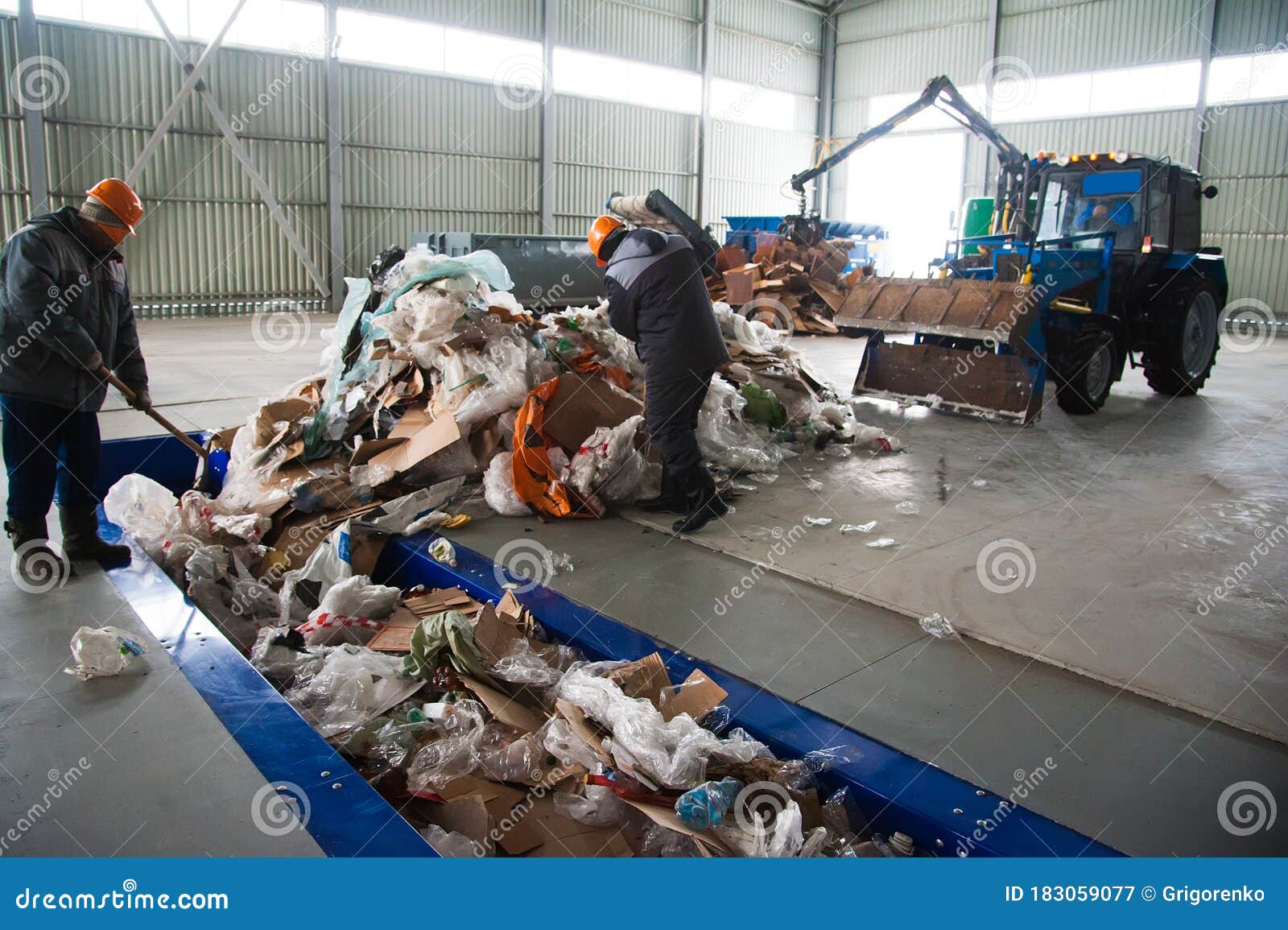 Waste recycling factory stock image. Image of process - 183059077