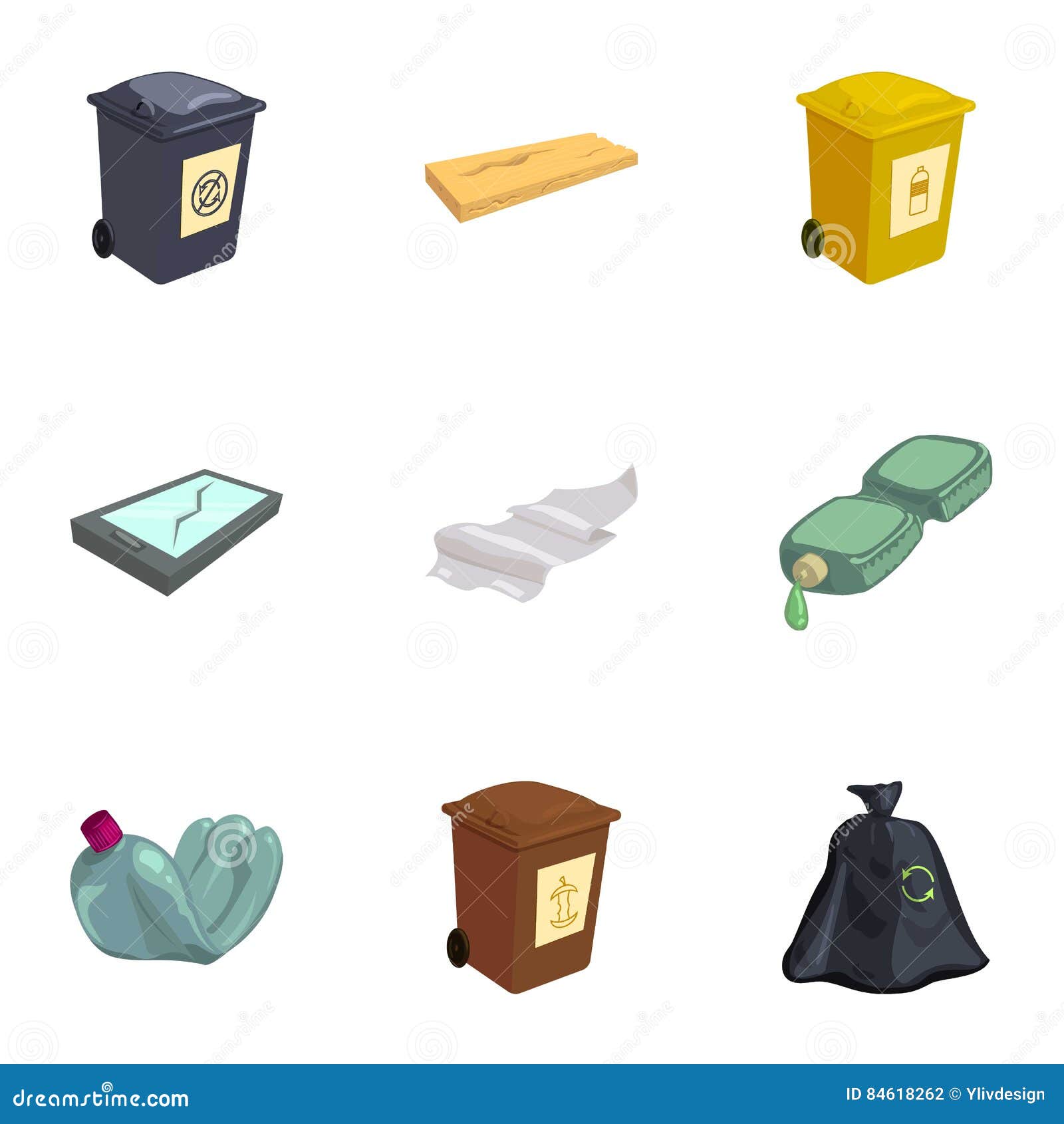 Waste for Recycling Icons Set Stock Vector - Illustration of green ...