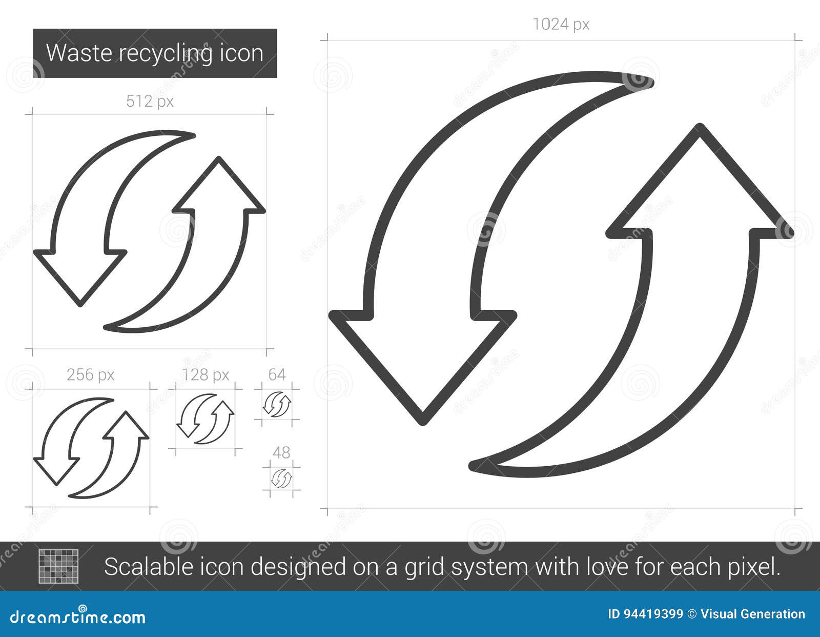 Waste recycling line icon. stock vector. Illustration of icon - 94419399