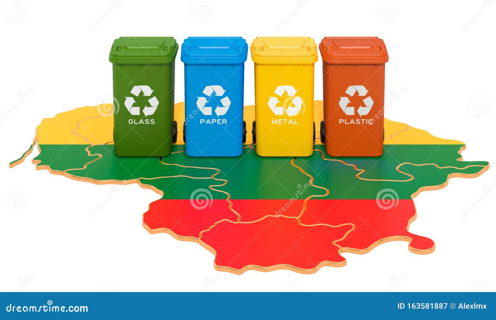 Lithuania - Map Colored With Lithuanian Flag Vector Illustration ...