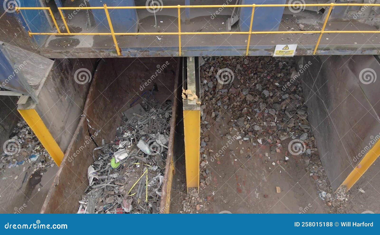 Waste Recycling Plant Processing into Separate Hoppers Stock Footage ...