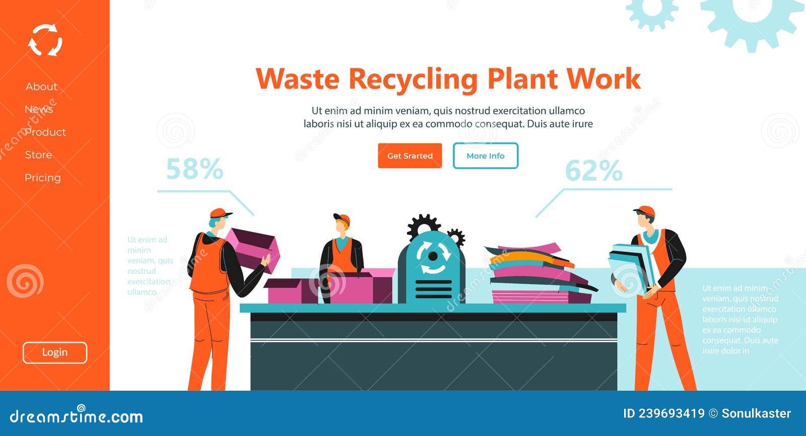 Waste Recycling Plant Work Sorting Garbage Vector Stock Vector ...