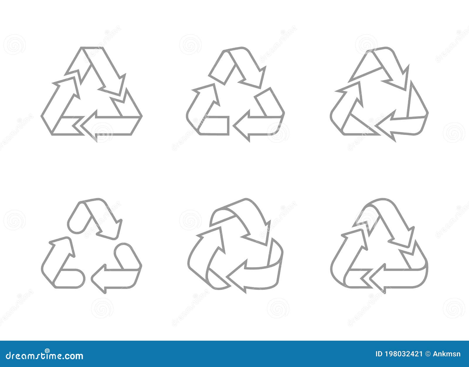 Waste Recycling Sign Arrow Triangle. Vector Icon Line Design on White ...