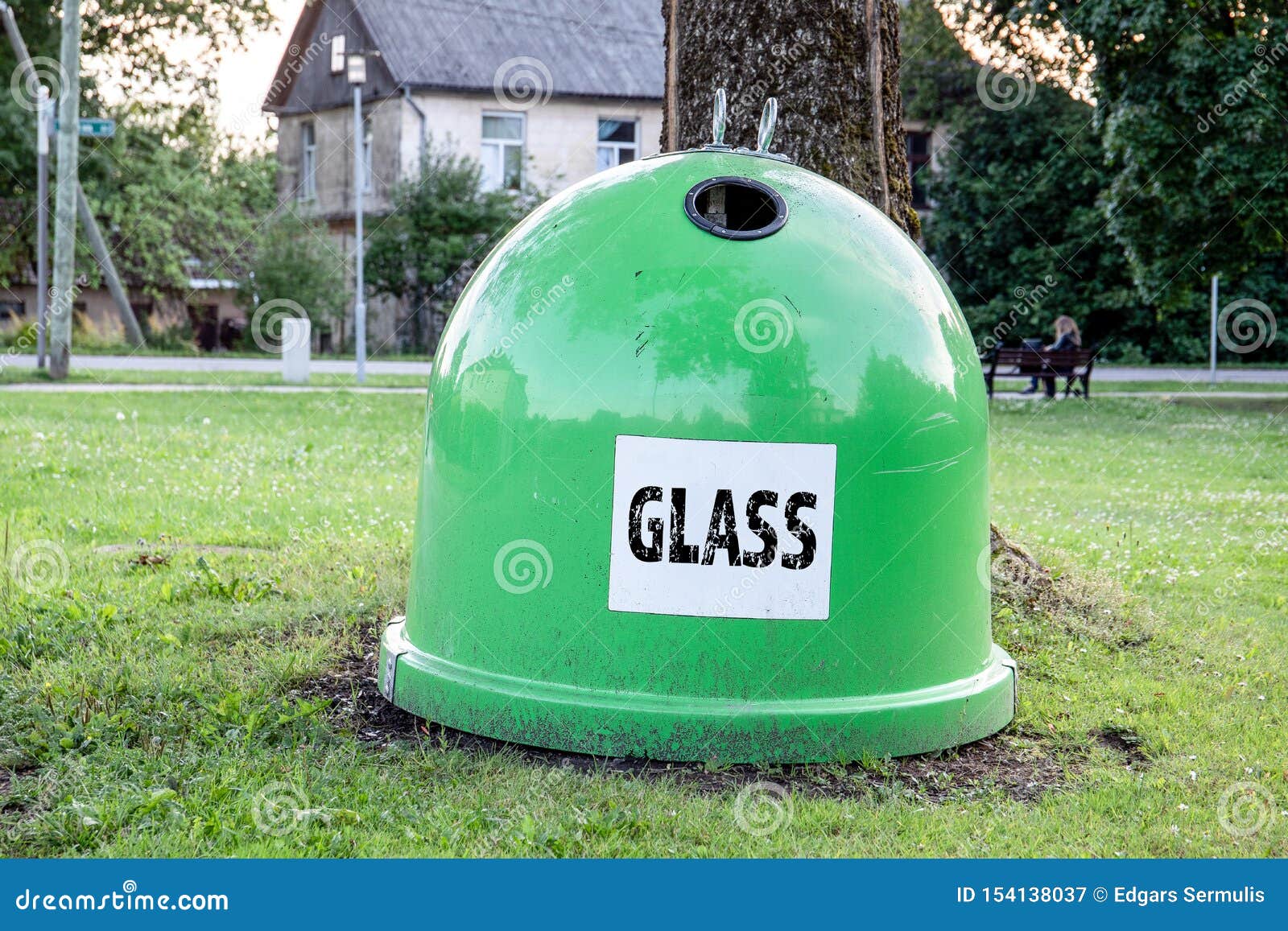 Waste Recycling, Trash Containers for Glass Stock Image - Image of ...