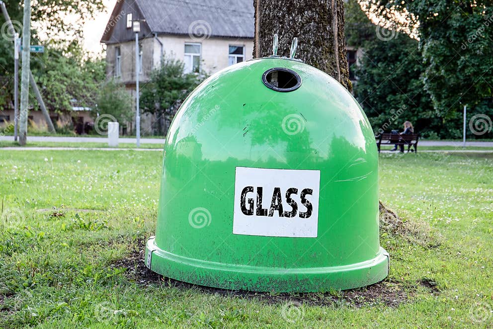 Waste Recycling, Trash Containers for Glass Stock Image - Image of ...