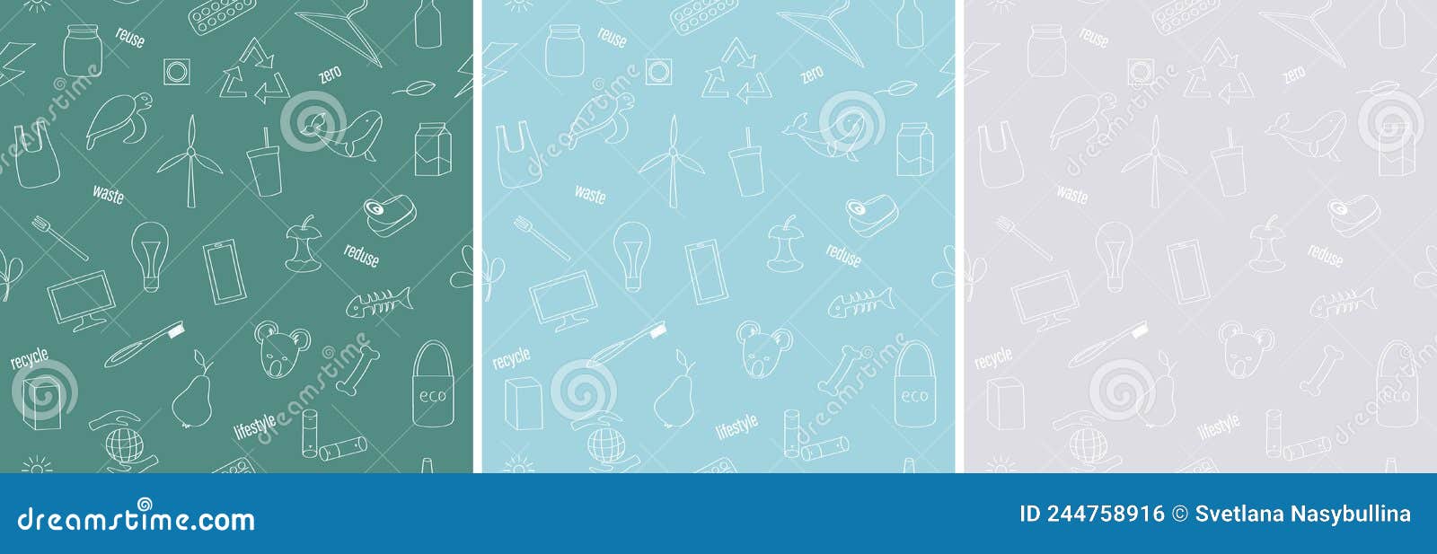 Waste seamless pattern set stock vector. Illustration of poster - 244758916