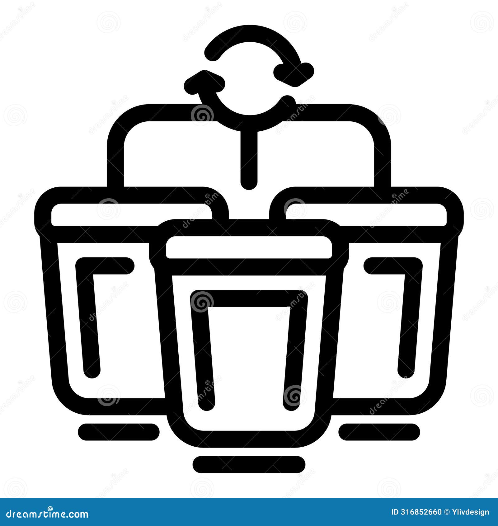 Waste Segregation Containers Icon Outline Vector. Trash Sorting Bins ...