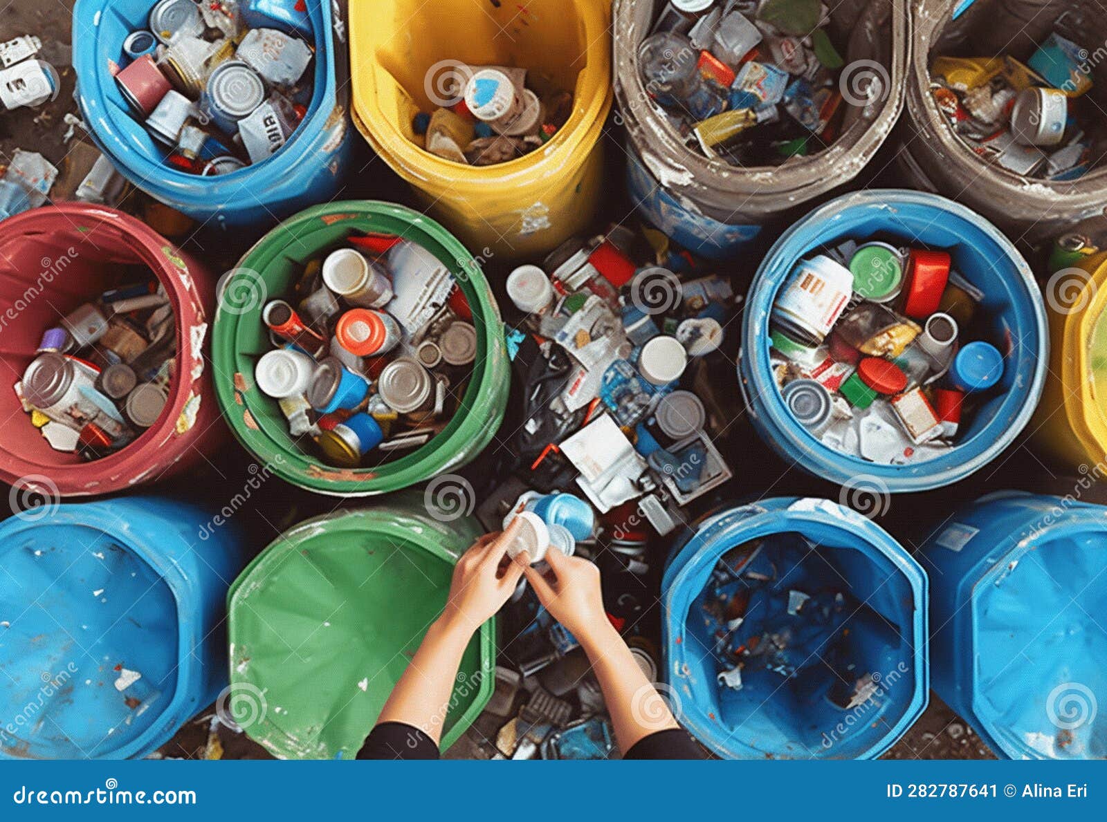 Waste Segregation and Recycling Process. Top View Stock Illustration ...
