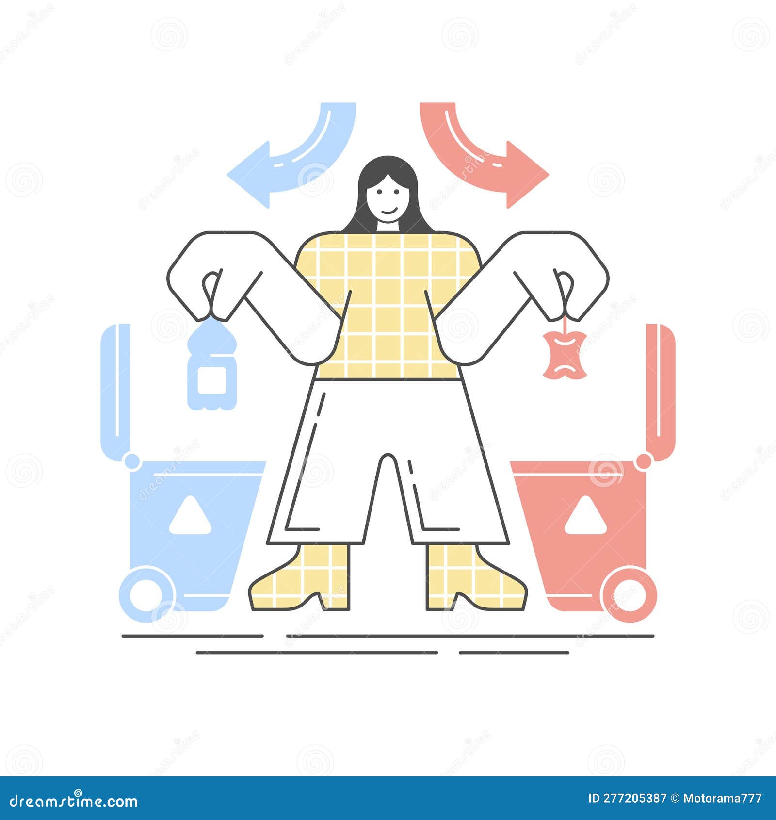 Waste Separation Flat Line Concept Stock Vector - Illustration of ...