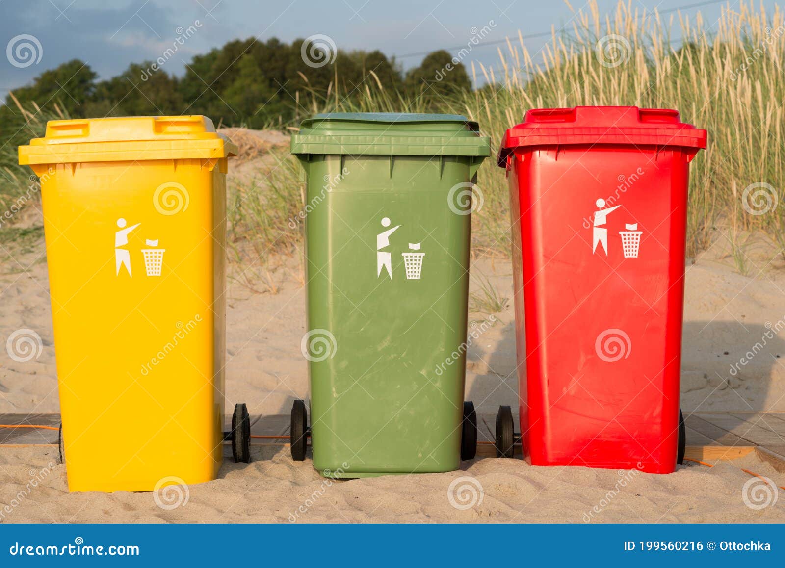 Waste sorting containers stock photo. Image of green - 199560216