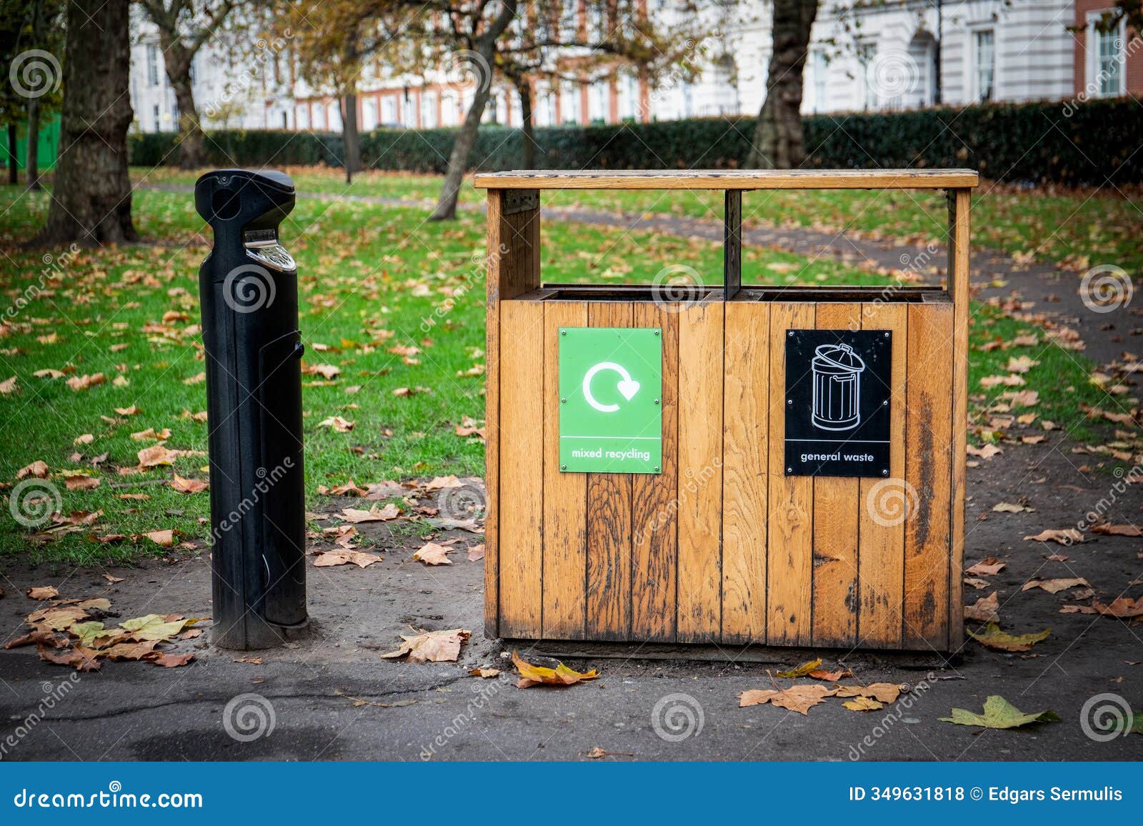 Waste Sorting Containers in the Park. Urban Environment Stock Photo ...