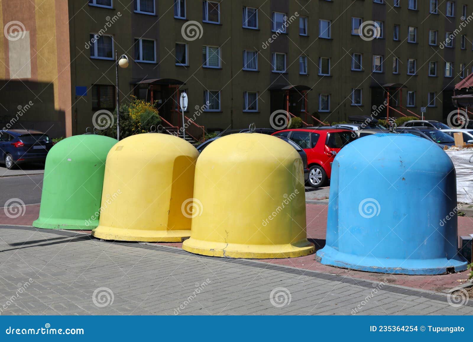 Waste Sorting Containers in Poland Stock Photo - Image of neighborhood ...