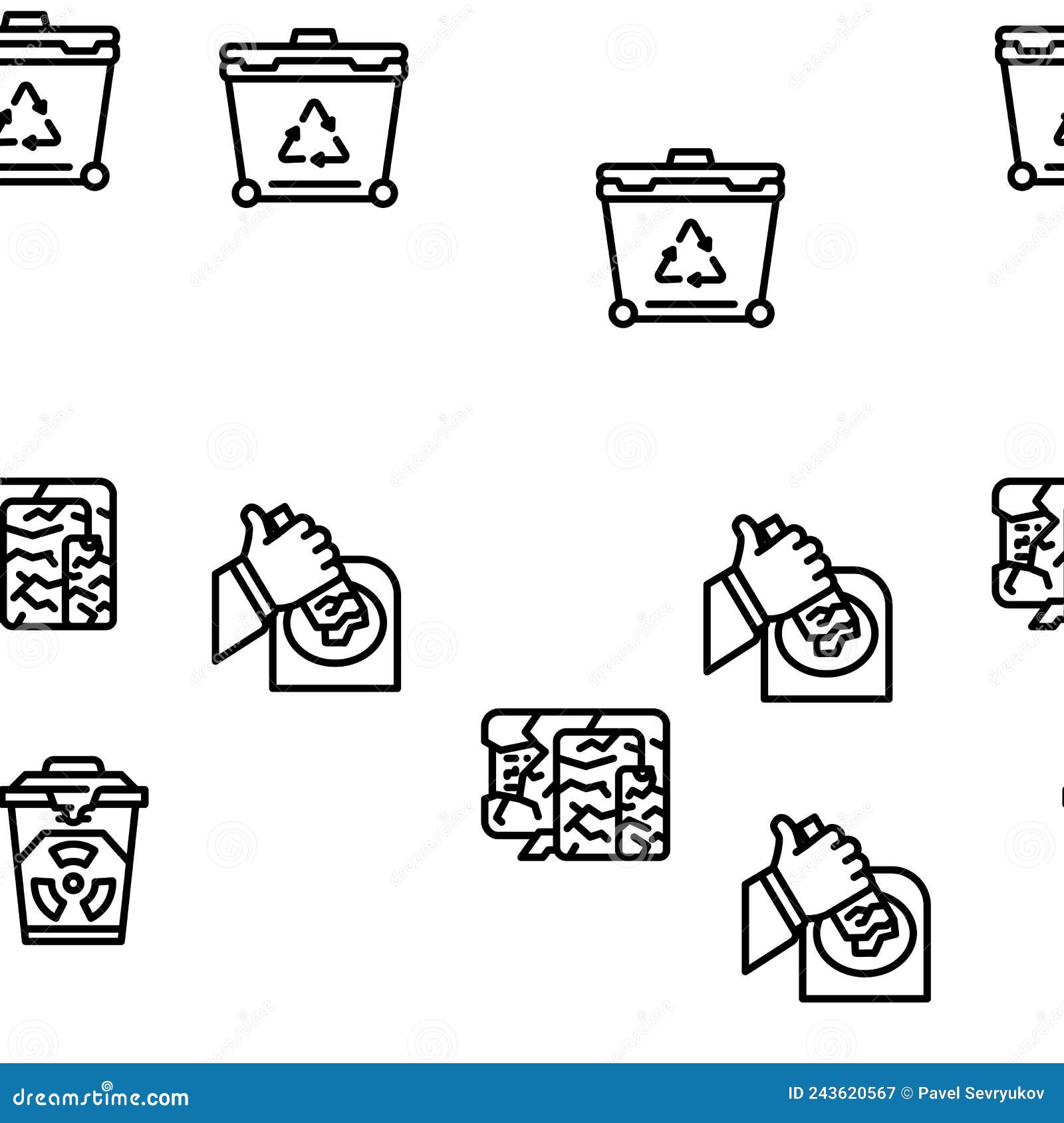 Waste Sorting Conveyor Equipment Vector Seamless Pattern Stock Vector ...
