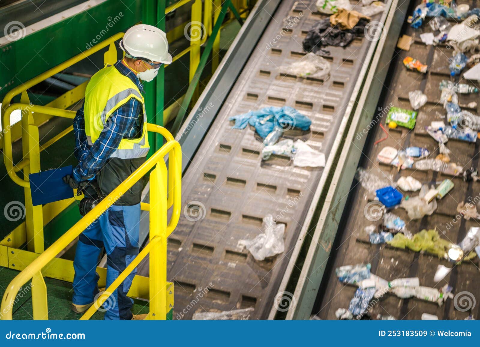 Waste Sorting Facility Management Control Stock Image - Image of labor ...