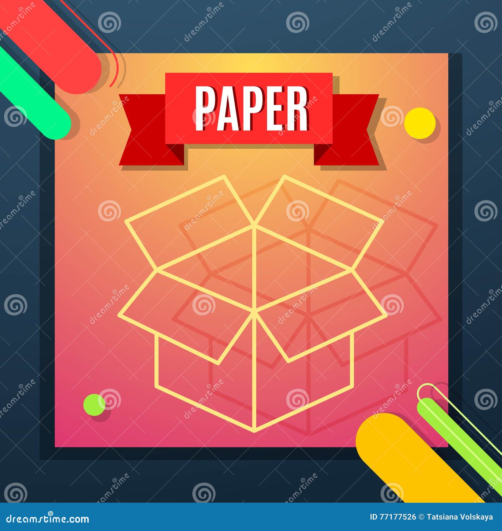 Waste Sorting Flat Icon With Paper Packing Box And Text Vector ...