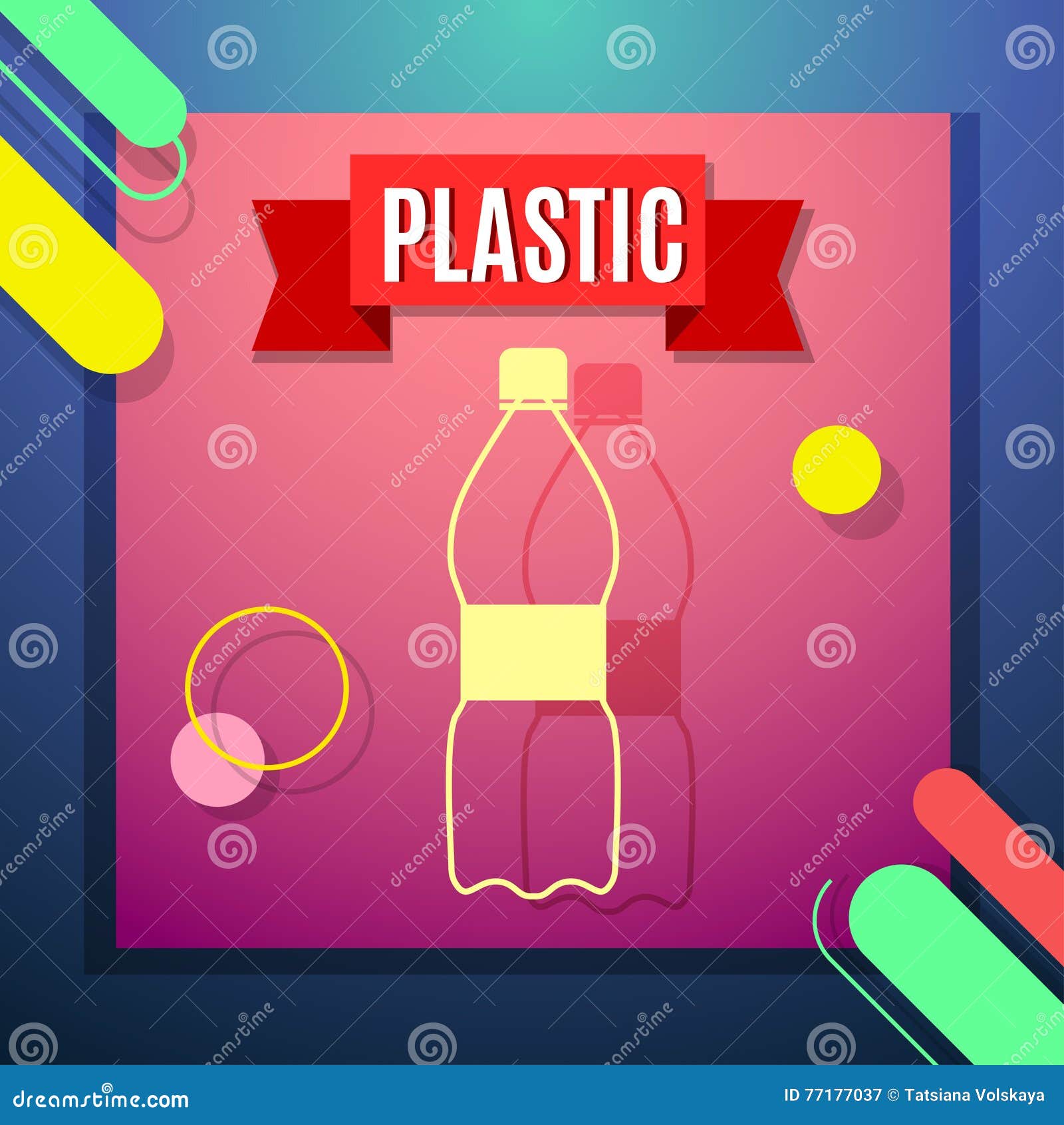 Waste Sorting Flat Icon with Plastic Bottle and Text Stock Vector ...