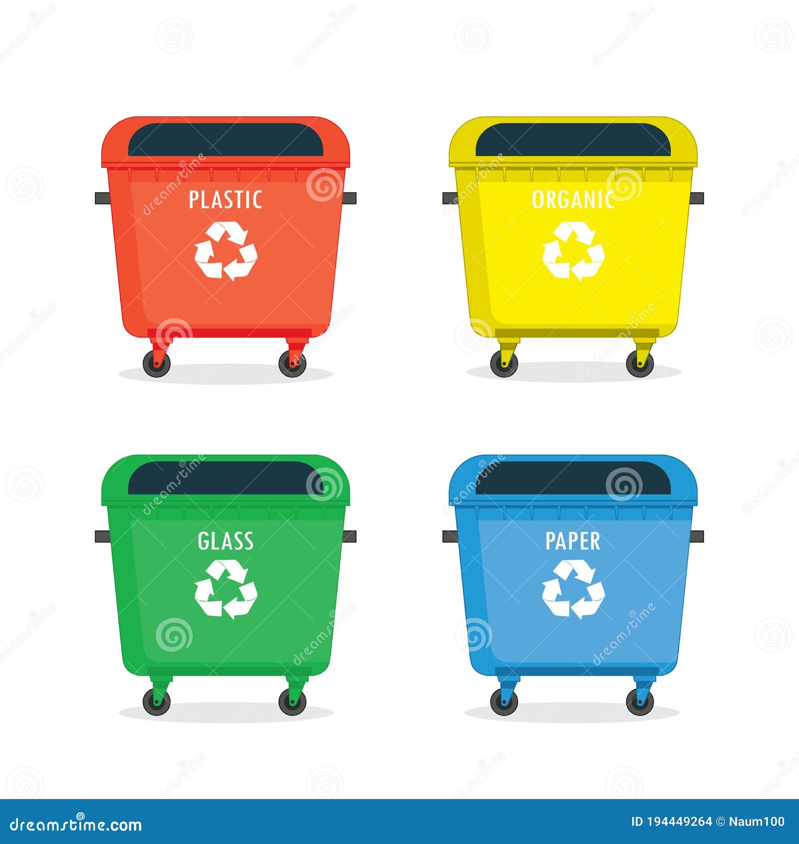 Waste Sorting Garbage Bin Set. Waste Management And Recycle Concept ...
