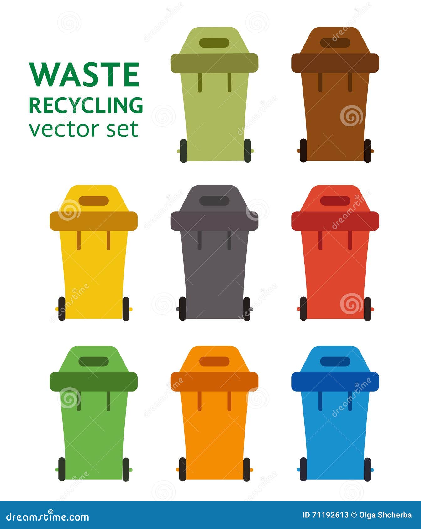 Waste Sorting Garbage Bin Set Vector. Stock Vector - Illustration of ...