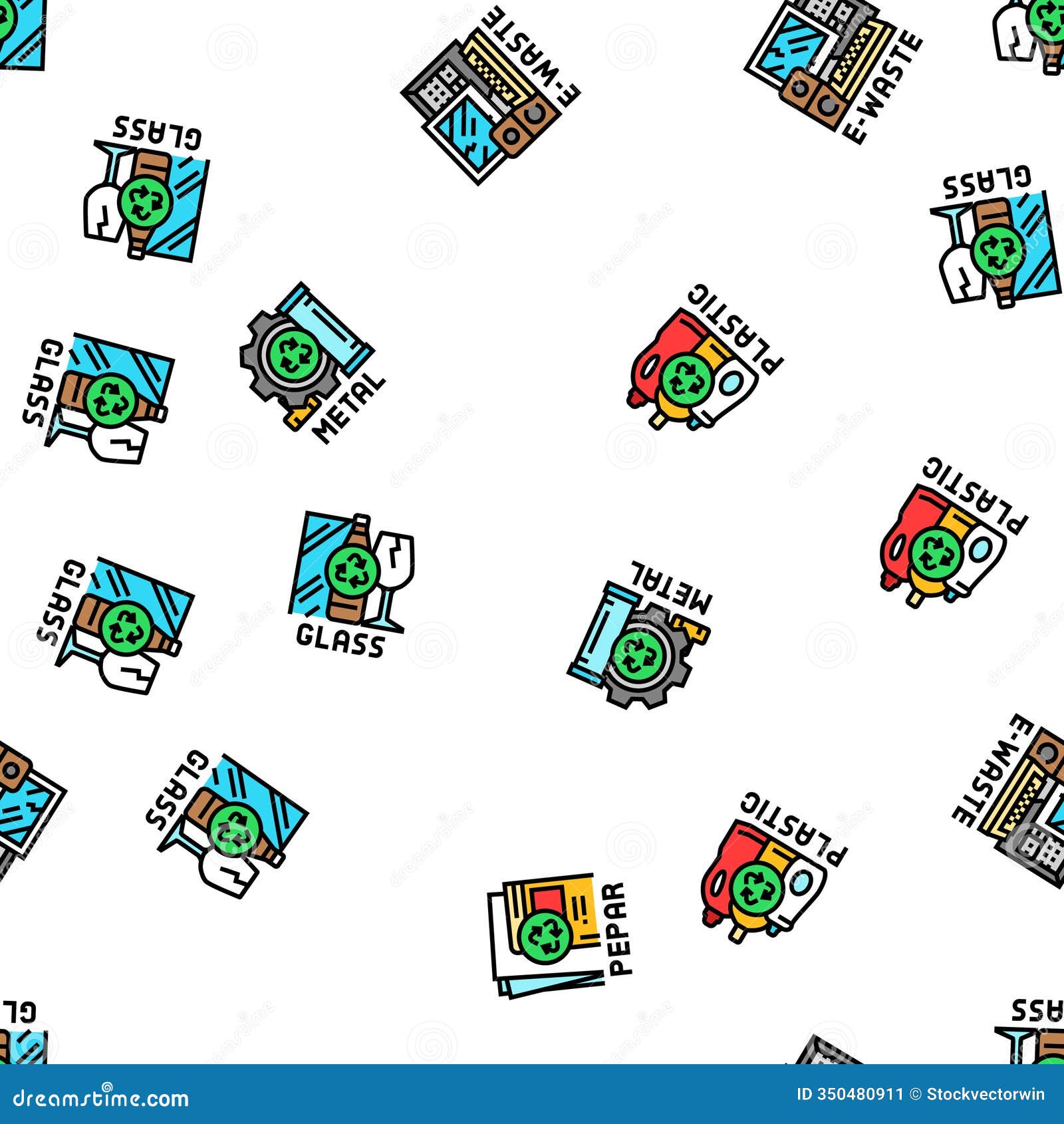 Waste Sorting Garbage Plastic Seamless Pattern Vector Stock Illustration - Illustration of ...